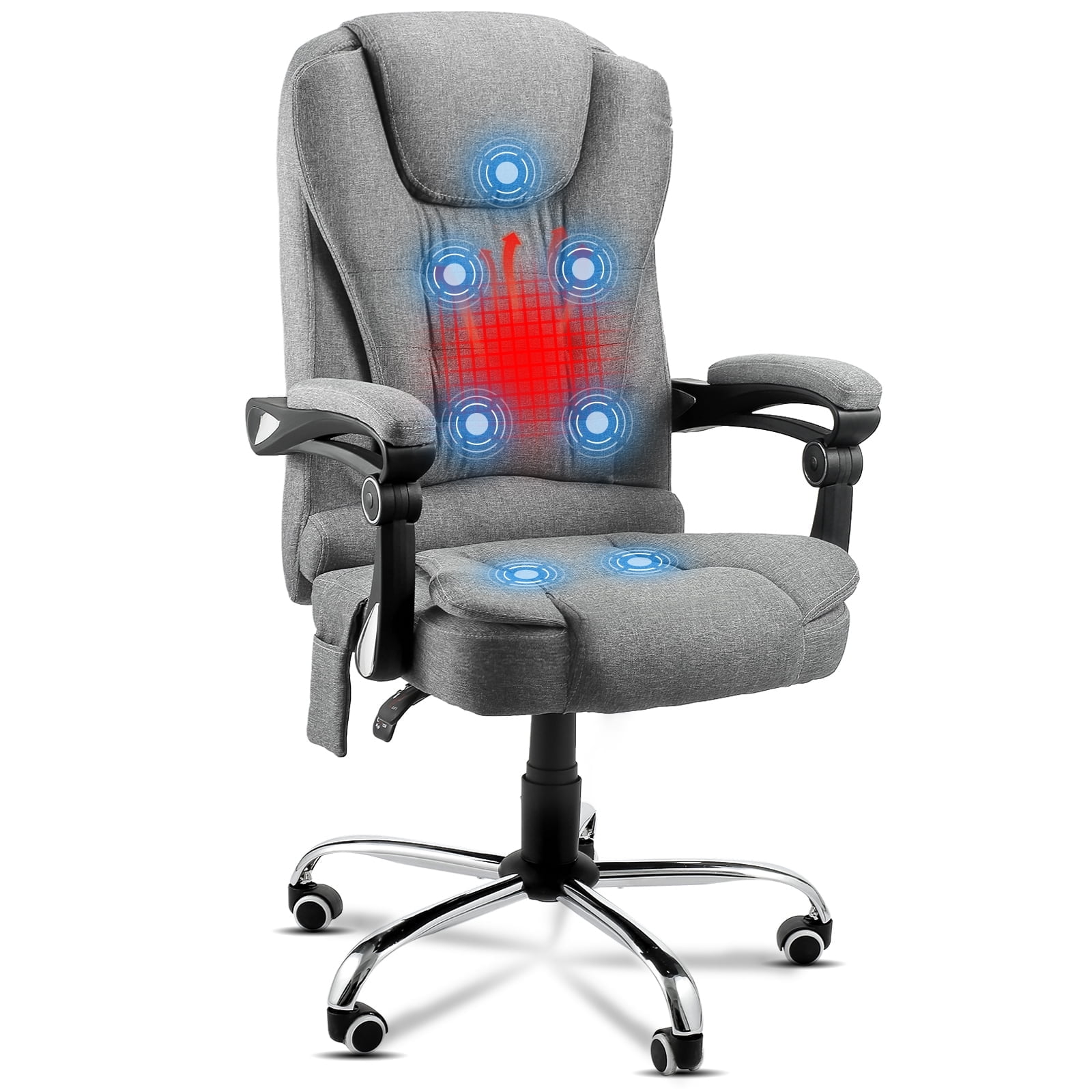 YODOLLA Heated Massage Office Chair High Back Recliner with Lumbar Support Rolling Big Seat Adjustable Height Grey Walmart