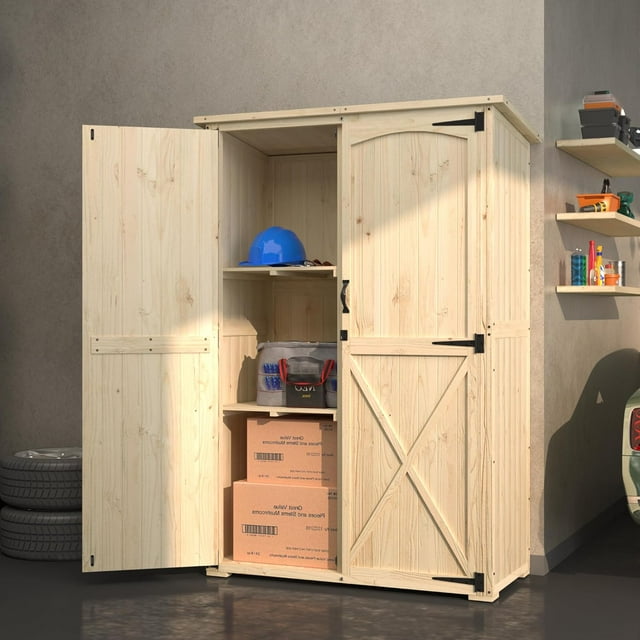 YODOLLA Large Outdoor Wooden Storage Shed with Waterproof Roof ...