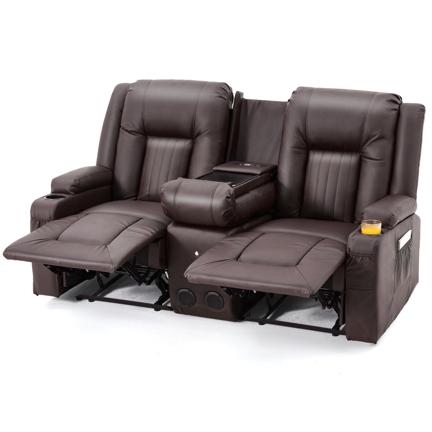 YODOLLA Loveseat Recliners with Console&Bluetooth Speakers, Recliner ...
