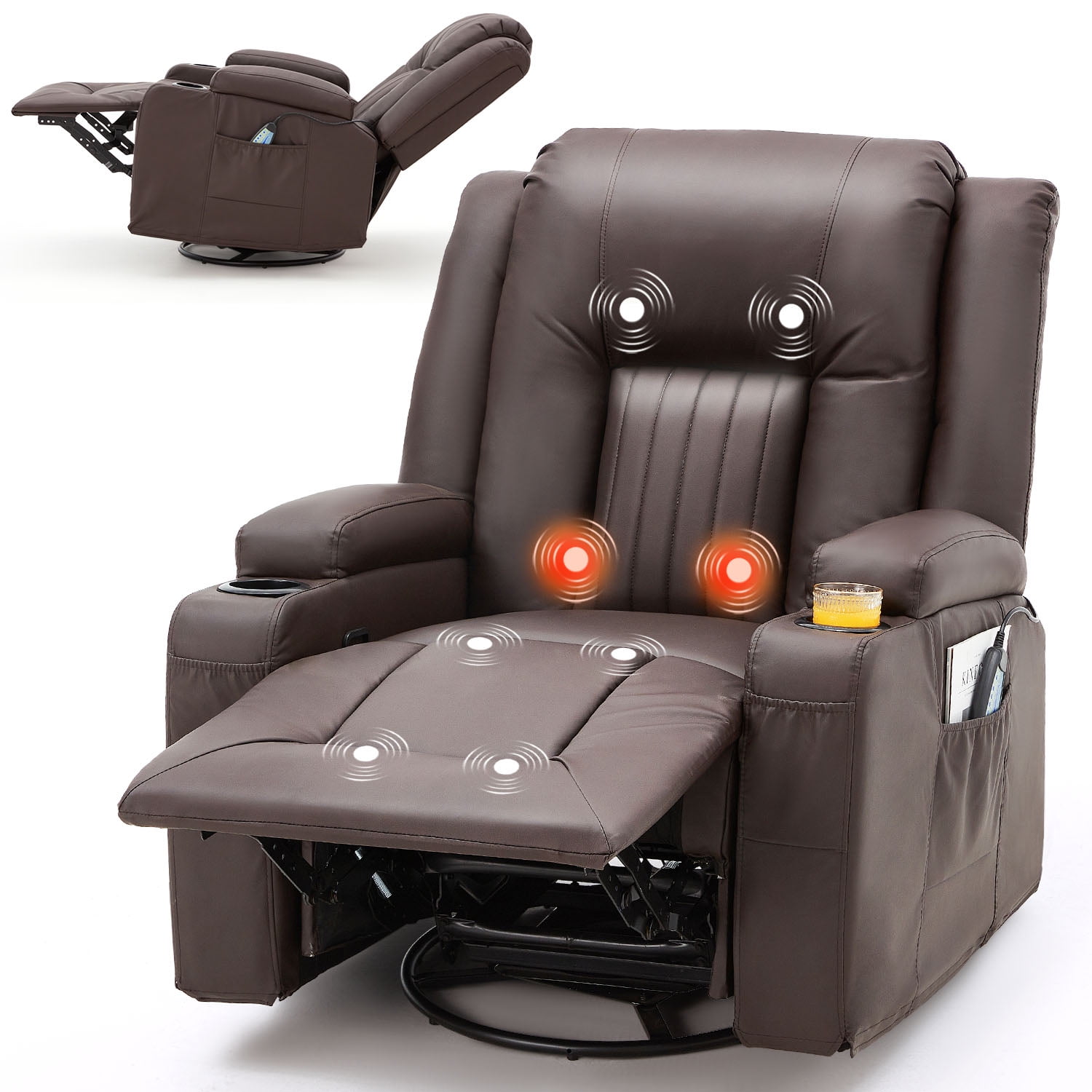 YODOLLA Massage Manual Recliner Chair with Heat and Vibration Massage ...