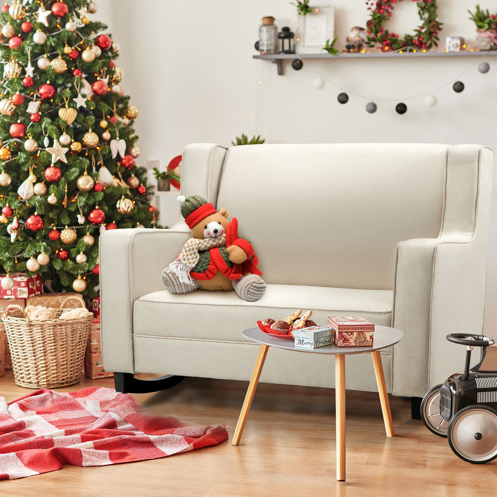 Namesake Miranda Wingback Rocker in Performance Beach Eco-Weave with ...