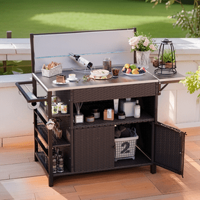 "Blackstone 28"" Serve Station Portable Steel Prep Cart with Storage ...