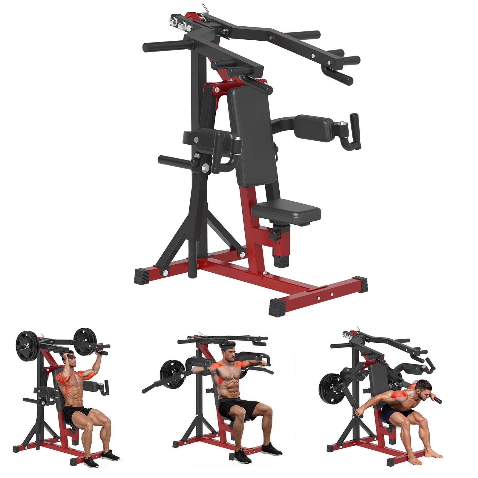 YODOLLA Plate-Loaded Shoulder Press Machine, Adjustable Seat Deltoid ...