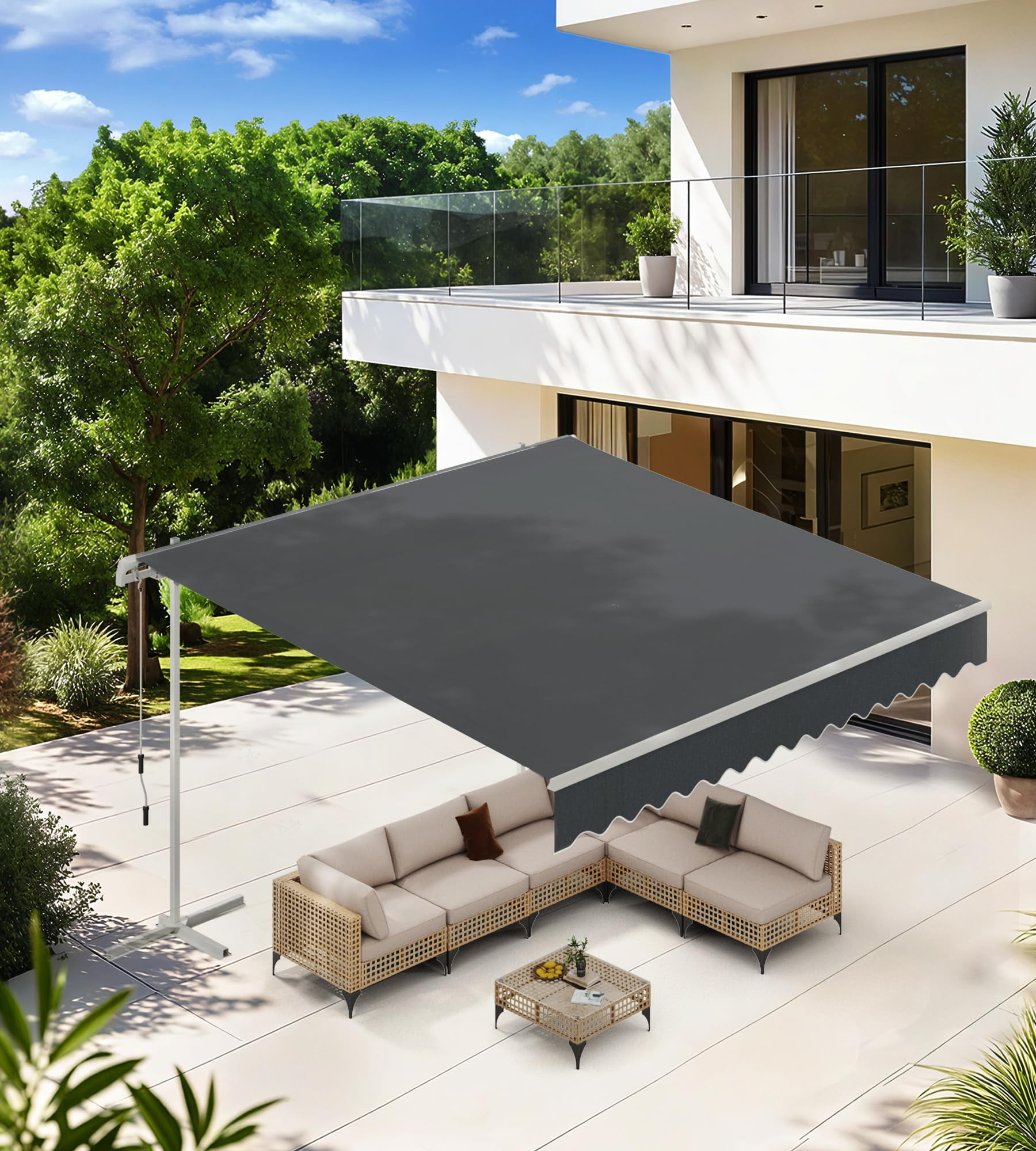 YODOLLA YODOLLA 13'x10' Free Standing Retractable Awning, Sun Shade ...