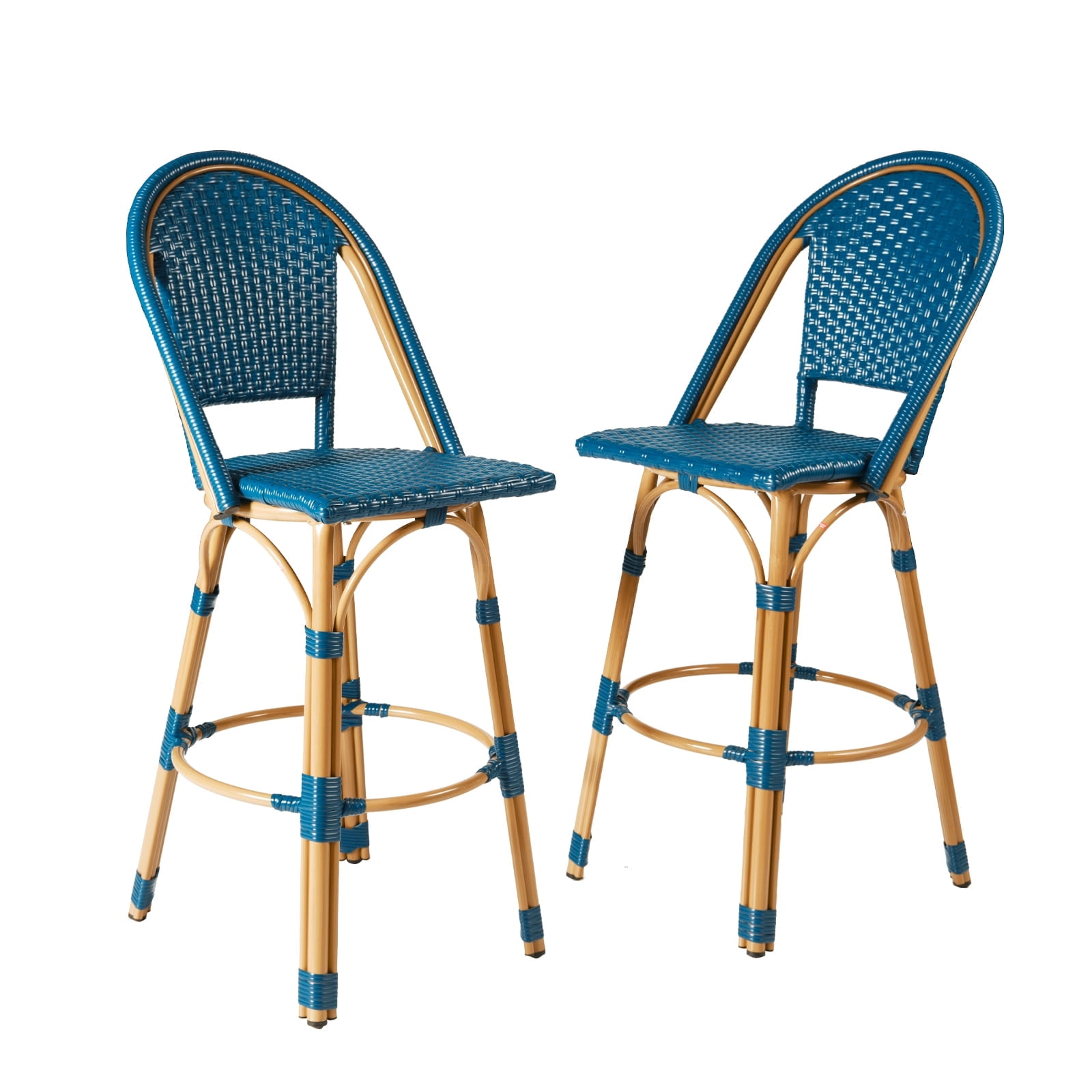 YOEEMZ 30-Inch French Rattan Bar Stools with Back, High Top Outdoor ...