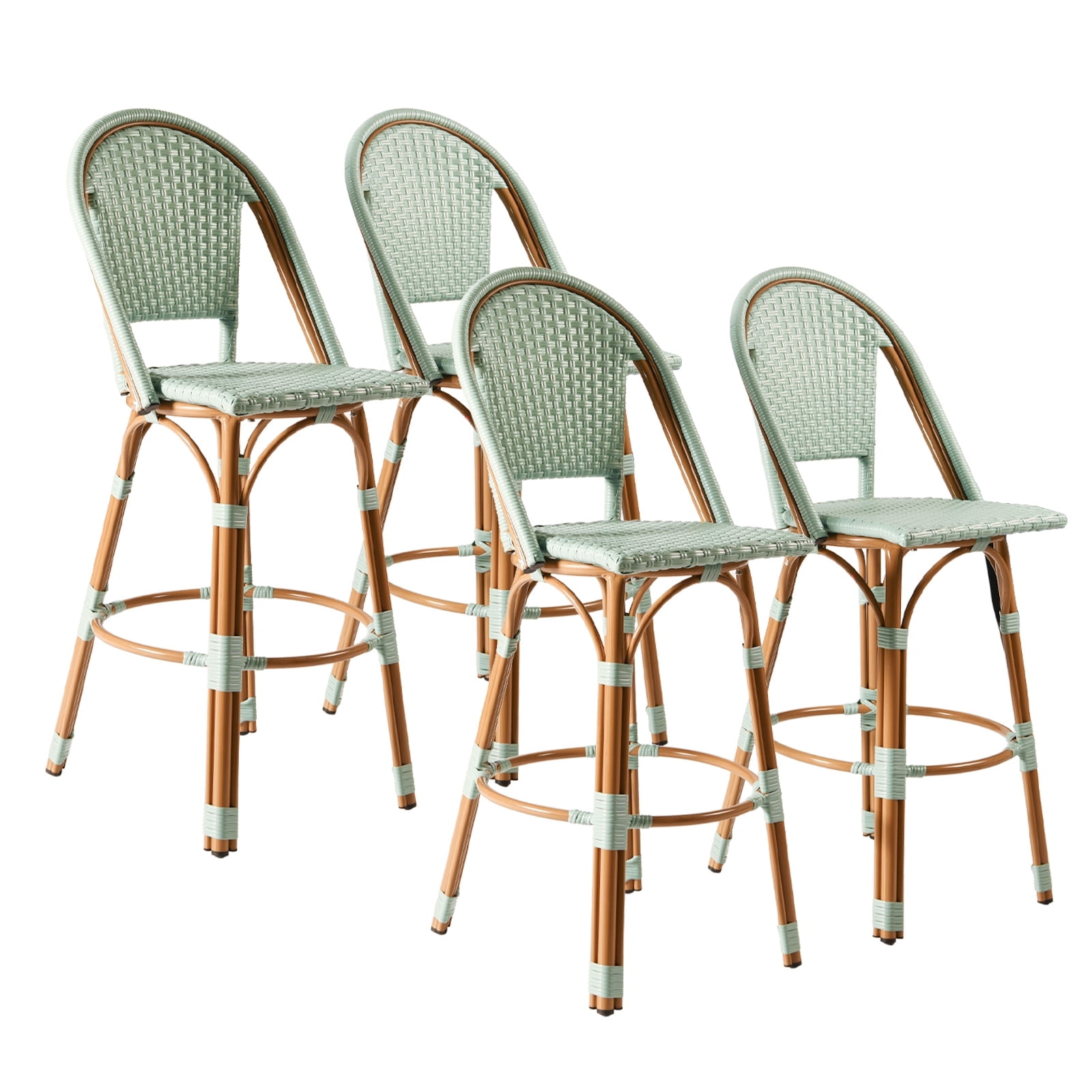 YOEEMZ 30-Inch French Rattan Bar Stools with Back, High Top Outdoor ...