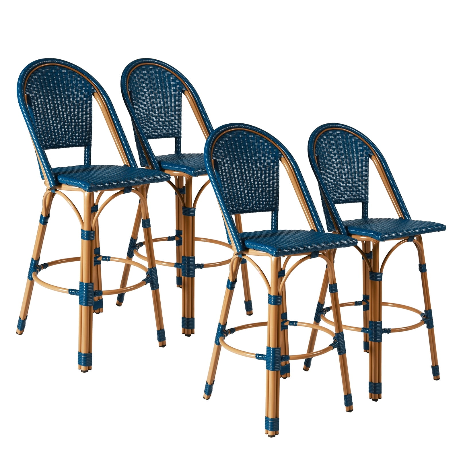 YOEEMZ 30-Inch French Rattan Bar Stools with Back, High Top Outdoor ...
