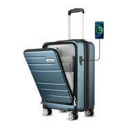 imiomo Hard Carry-On Luggage Set with Expandable Storage, USB Port, Cup ...