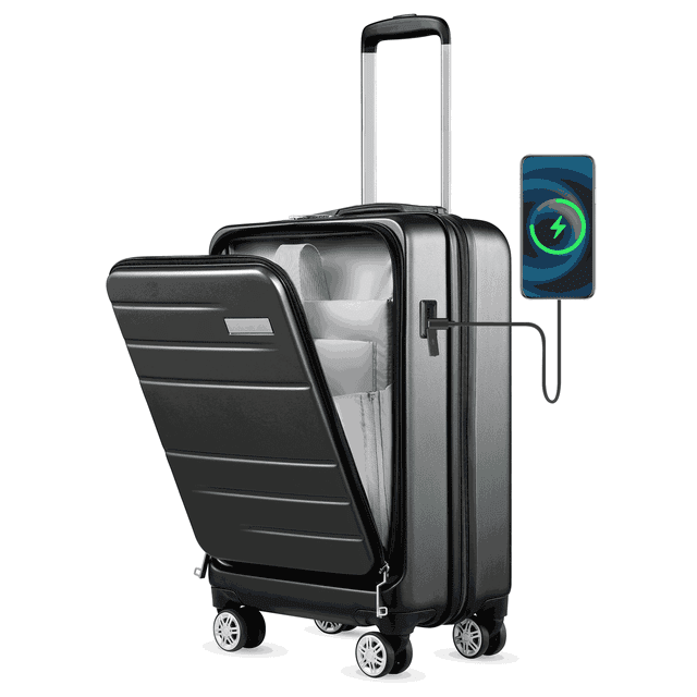 YOETEY Carry on Luggage Hardshell Luggage, PC Suitcase with Front ...