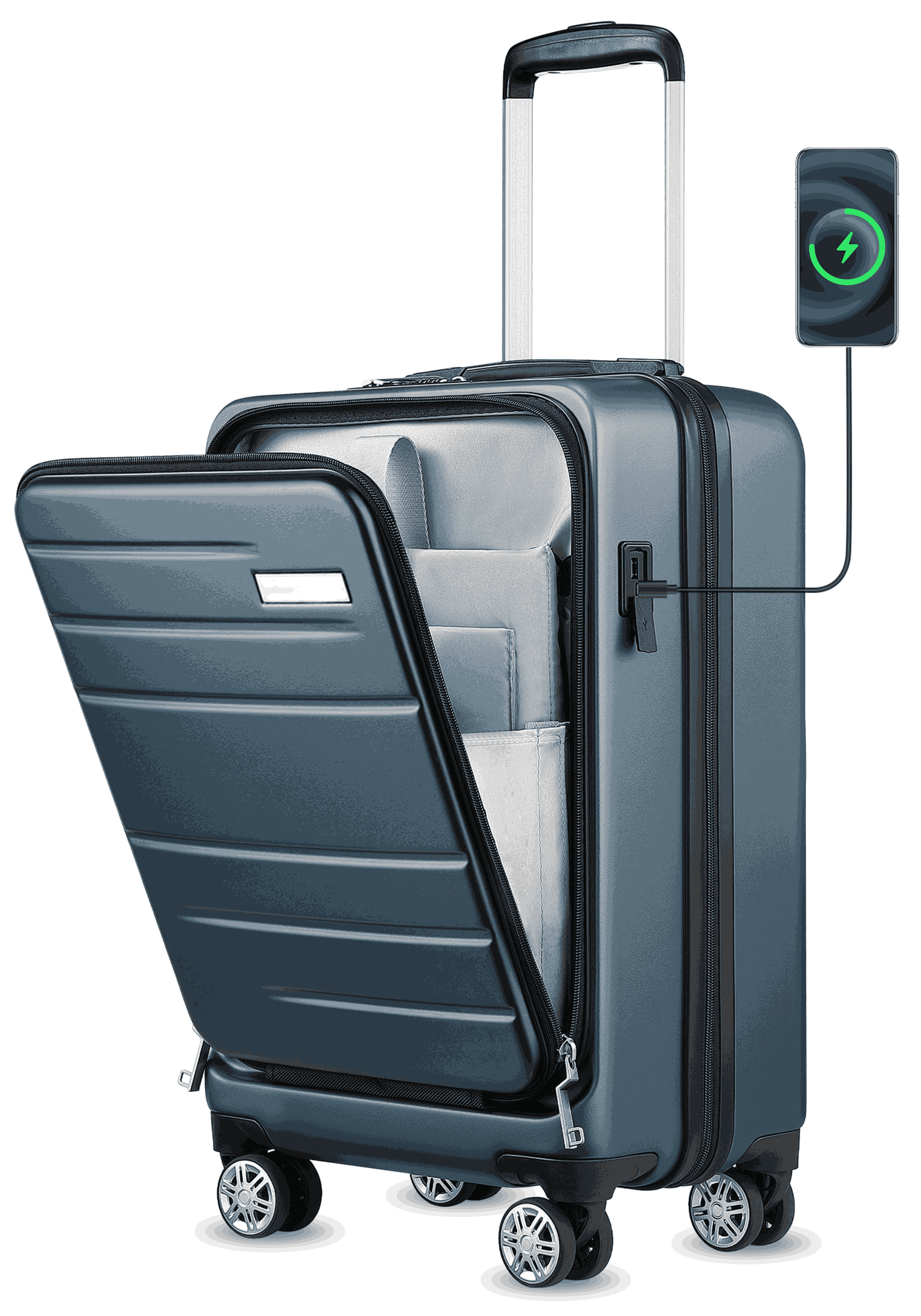 YOETEY Carry on Luggage Hardshell Luggage, PC Suitcase with Front ...
