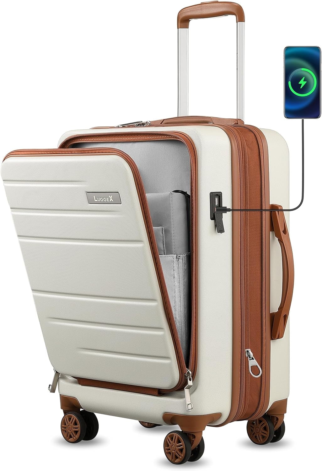 YOETEY Carry on Luggage Front Pocket, Expandable Hardshell Suitcase ...