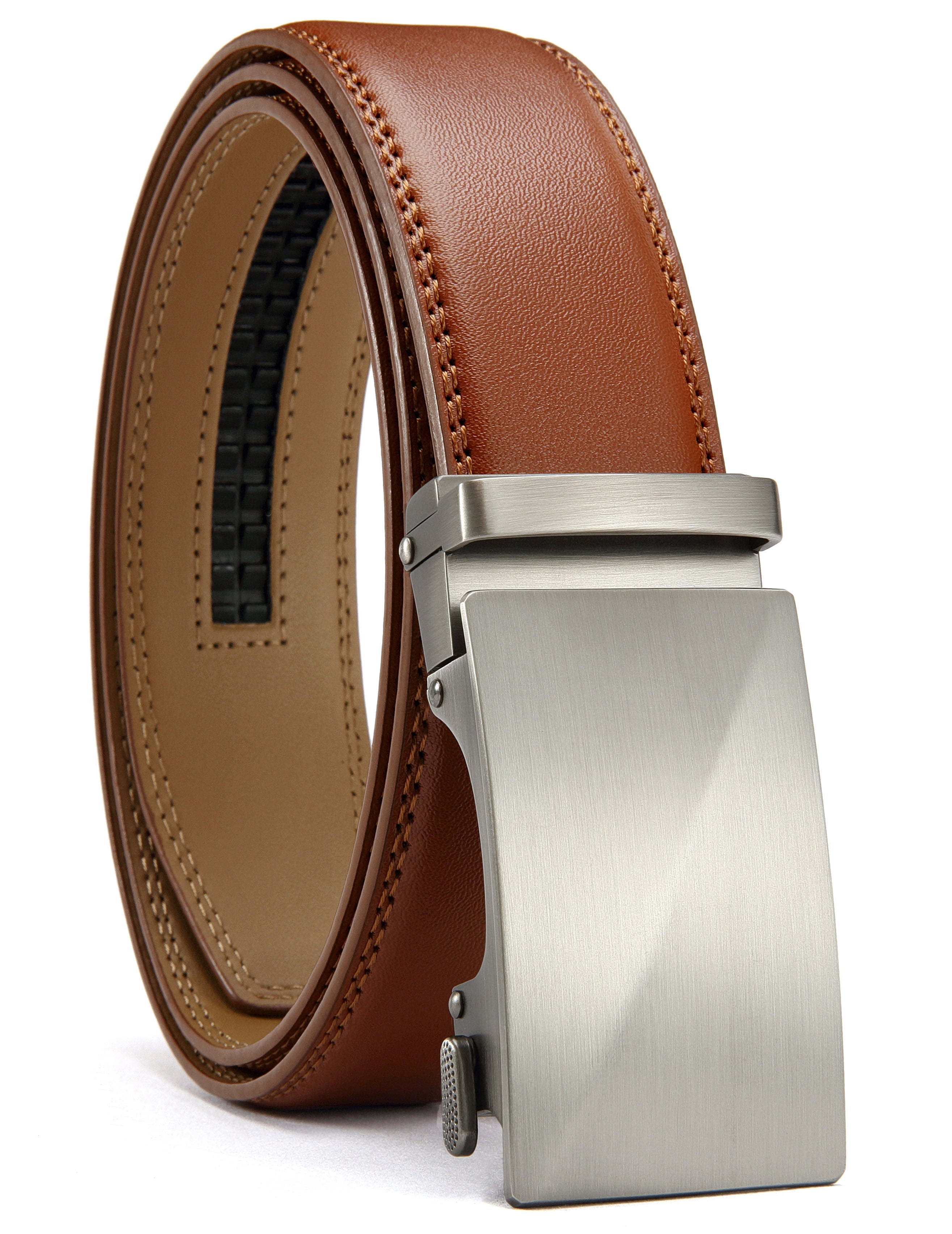 YOETEY Mens Belt Leather Belt, Ratchet Belt with Automatic Sliding ...