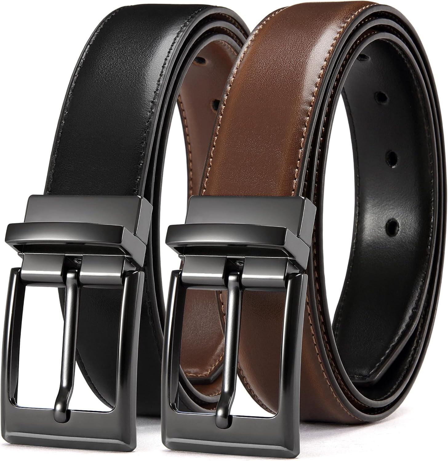 YOETEY Mens Belt, Reversible Leather Belt, Two in One Classic Style for ...
