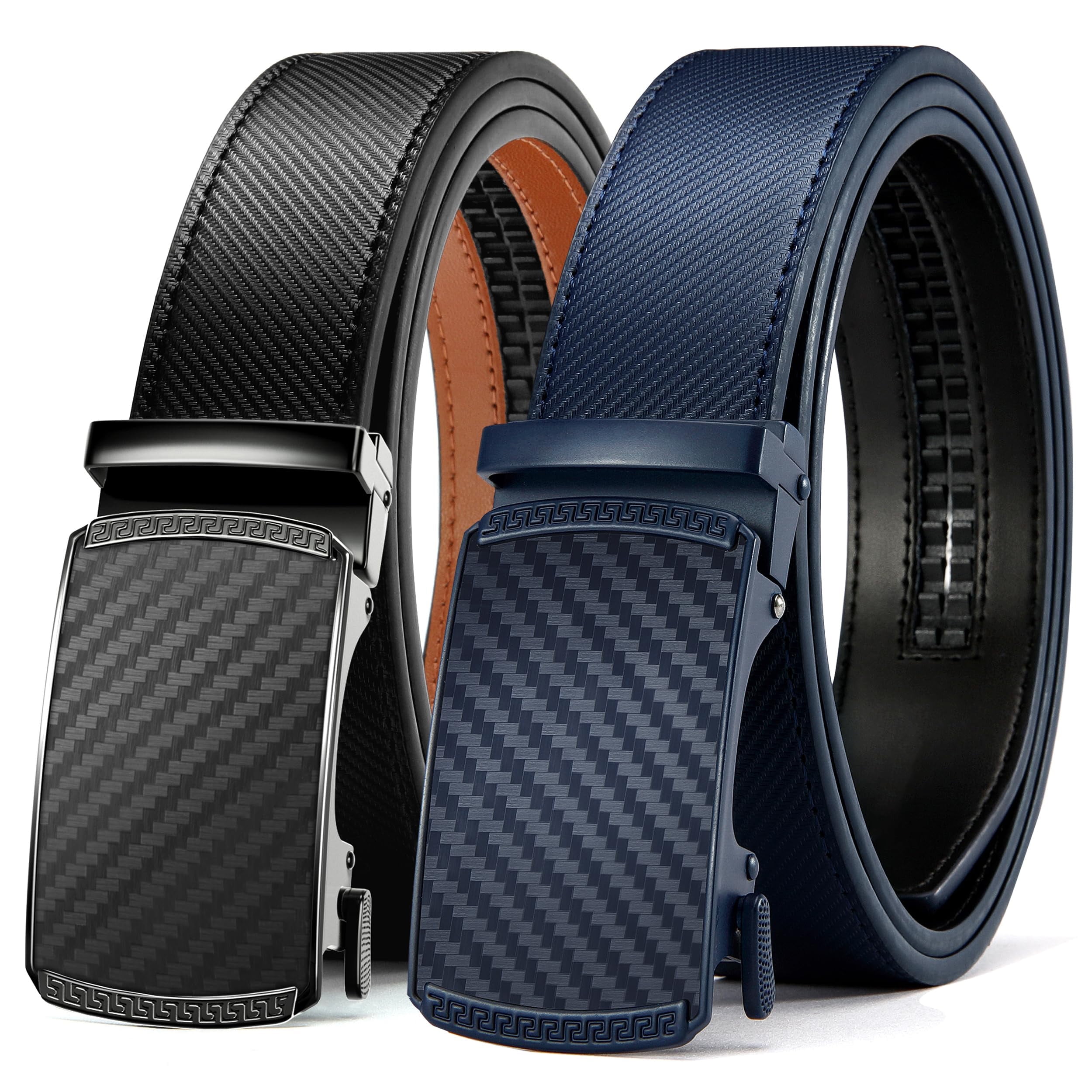 YOETEY Mens Belts 2 Pack, Ratchet Belts for Men - Adjustable Fit ...