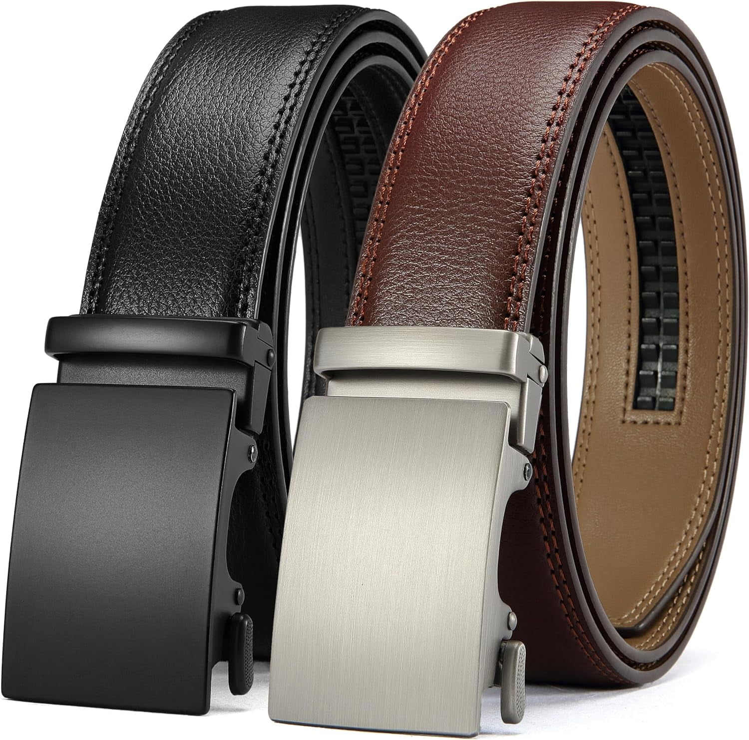 YOETEY Mens Belts 2 Pack, Ratchet Belts for Men - Adjustable Fit ...