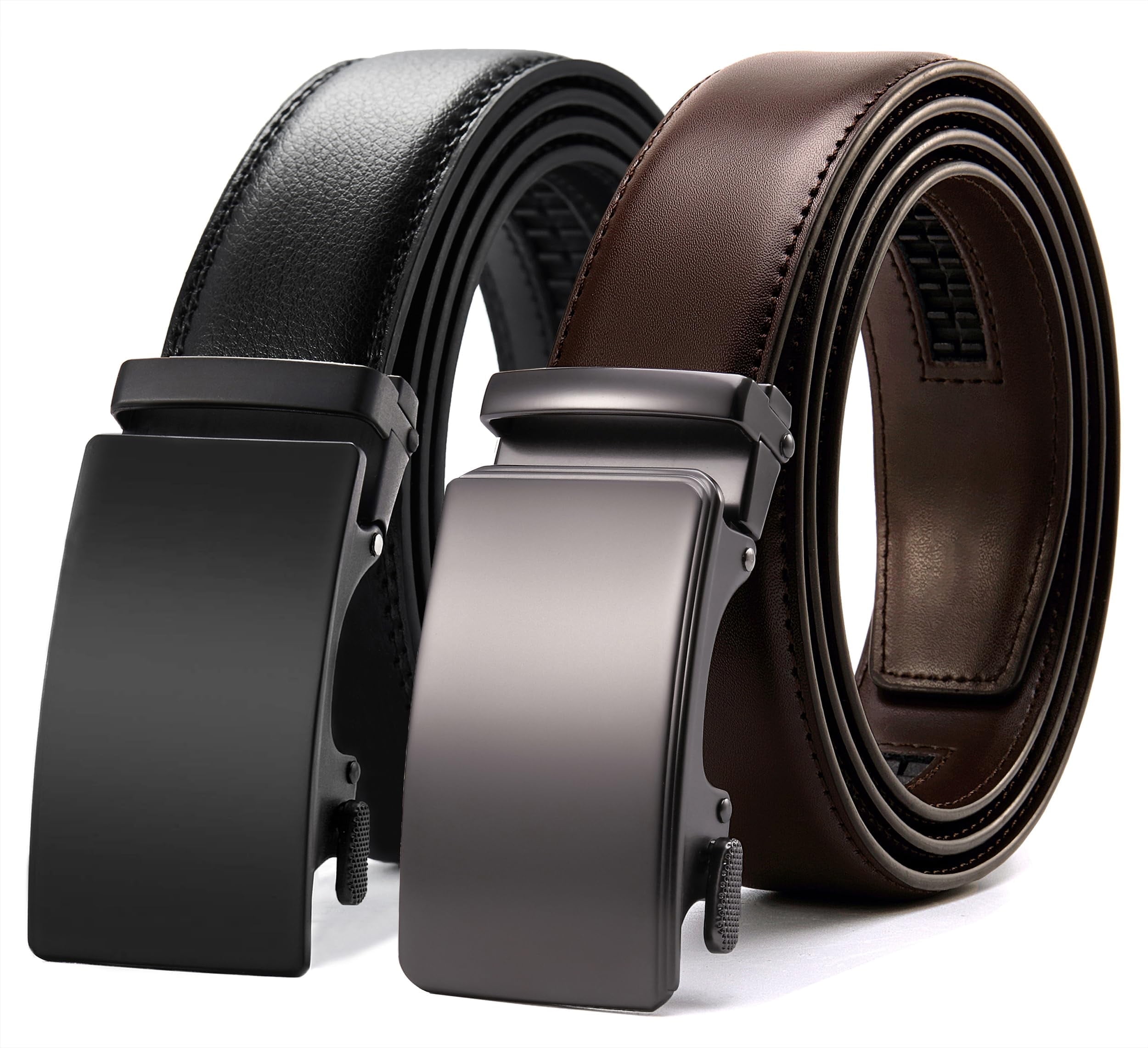 YOETEY Mens Belts 2 Pack, Ratchet Belts for Men - Adjustable Fit ...