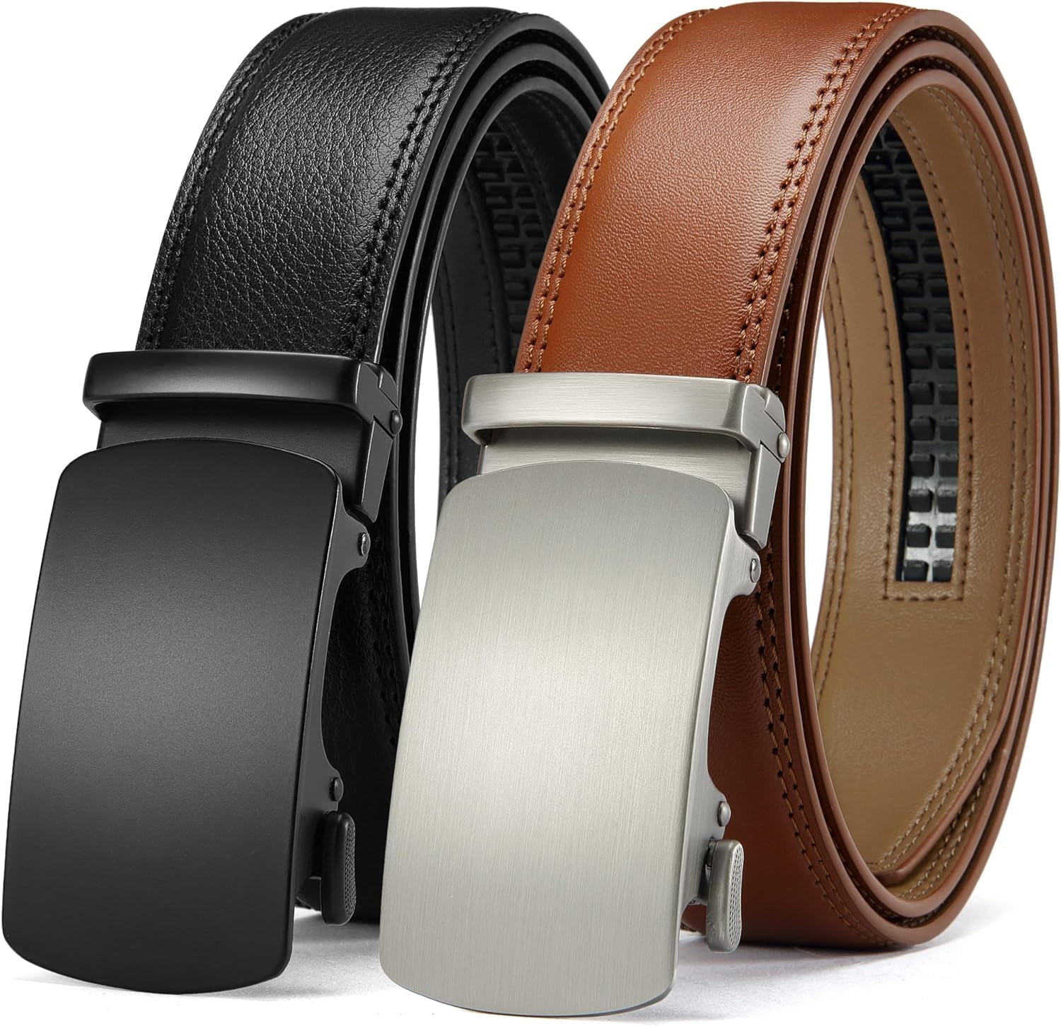 YOETEY Mens Belts 2 Pack, Ratchet Belts for Men - Adjustable Fit ...