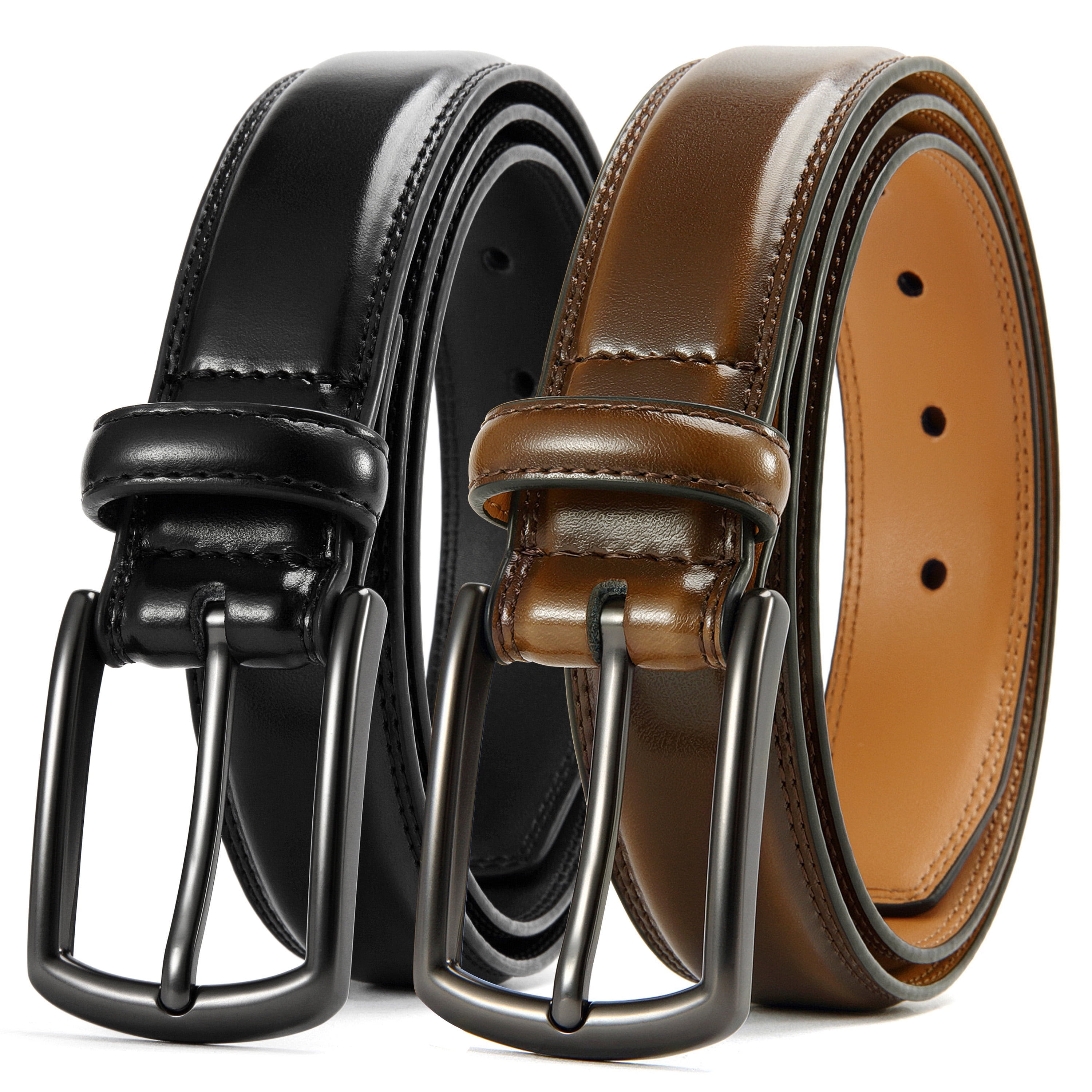 YOETEY Mens Belts Adjustable Belts 2 Pack, Leather Belts for Men Meet ...