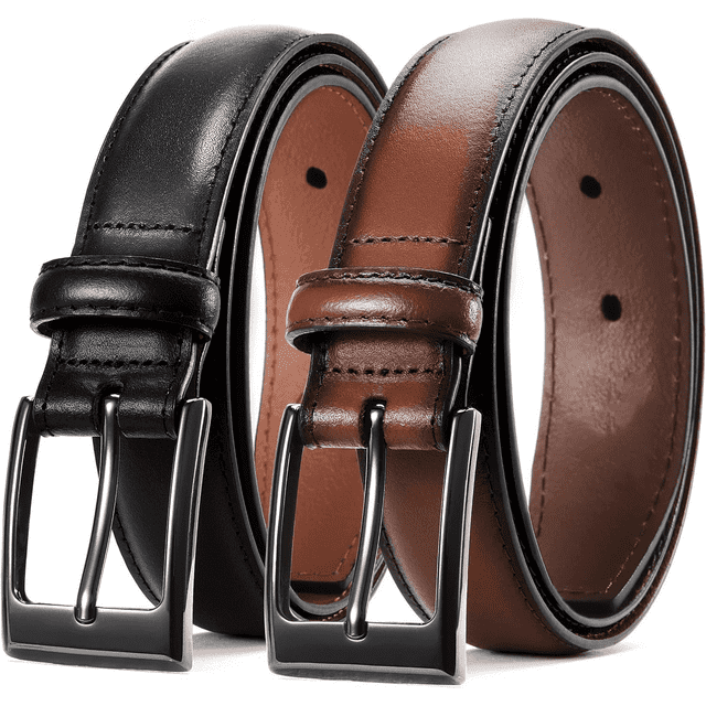 YOETEY Mens Belts Adjustable Belts 2 Pack, Leather Belts for Men Meet ...