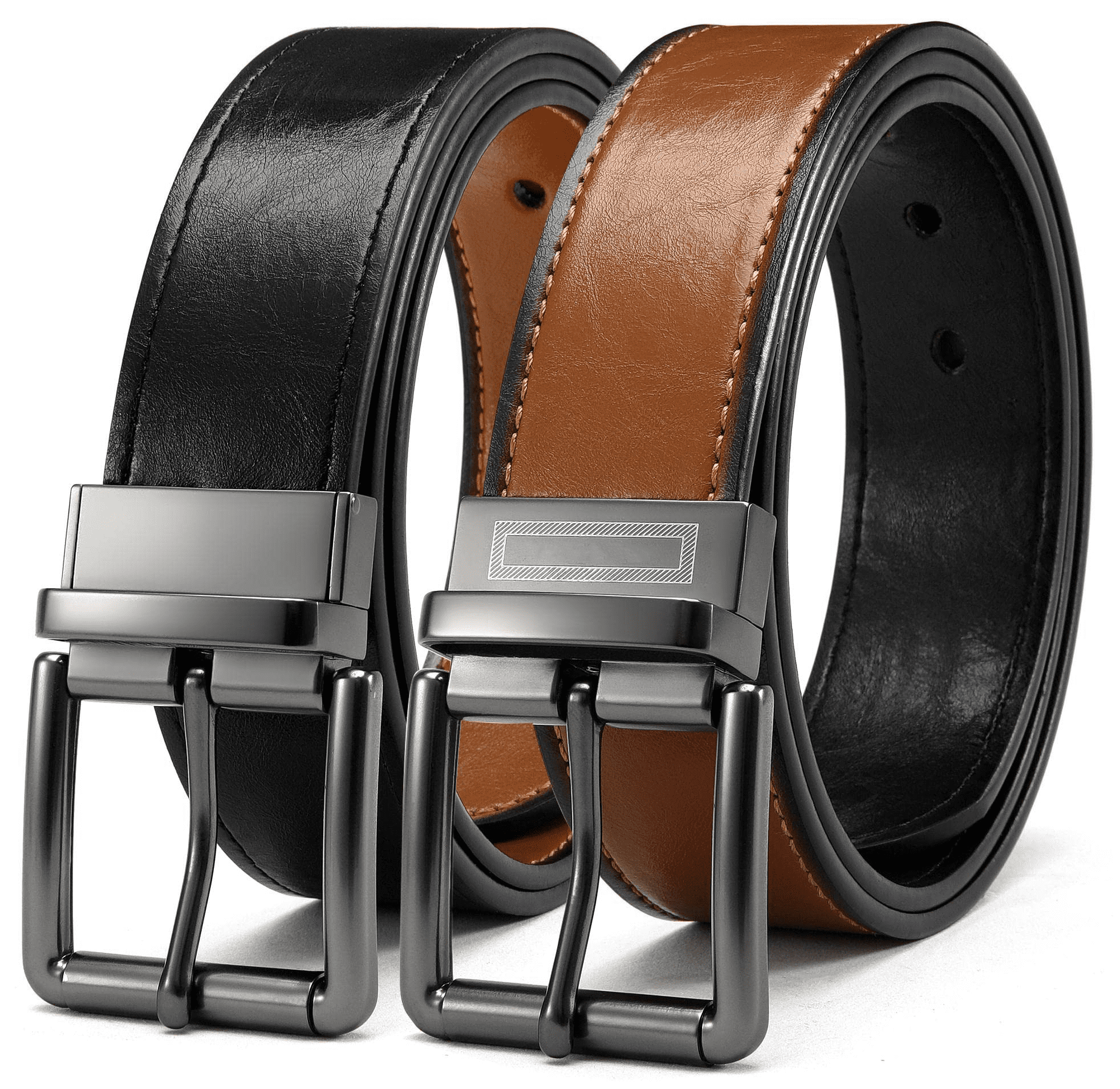 YOETEY Mens Belts Leather Reversible - One Belt, Two Styles for Dress ...