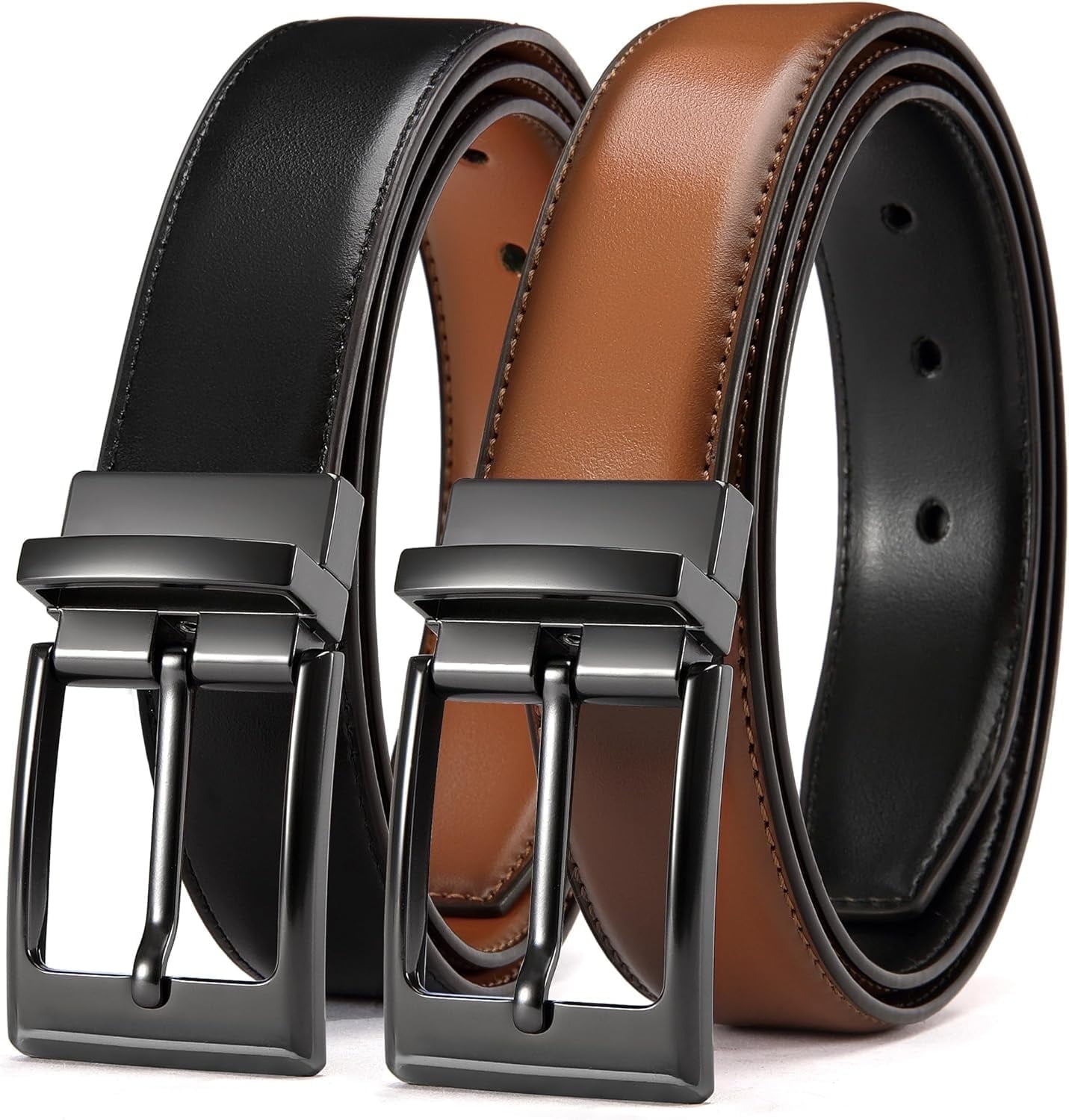 YOETEY Mens Belts Leather Reversible - One Belt, Two Styles for Dress ...