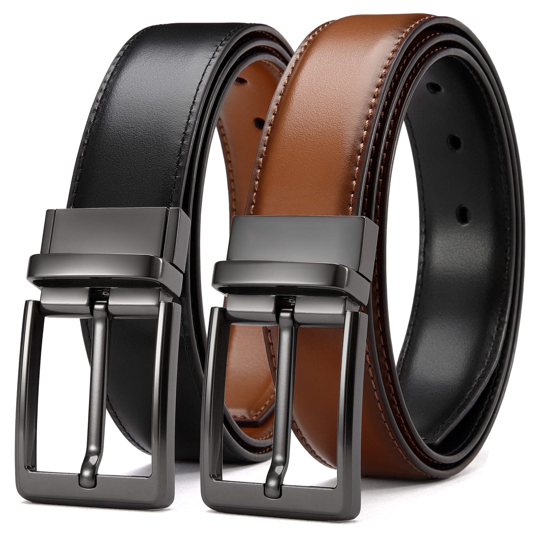 "YOETEY Mens Reversible Leather Belt 1 3/8"" Dress Belt for Men with ...