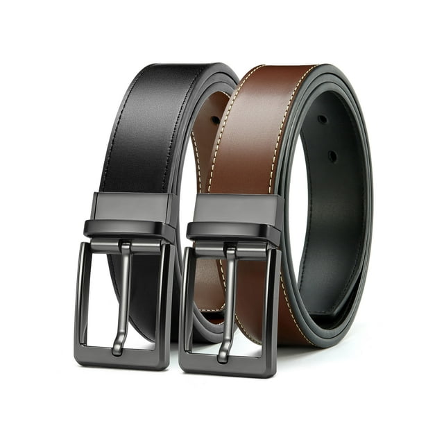 YOETEY Mens Belts Leather Reversible - One Belt, Two Styles for Dress ...