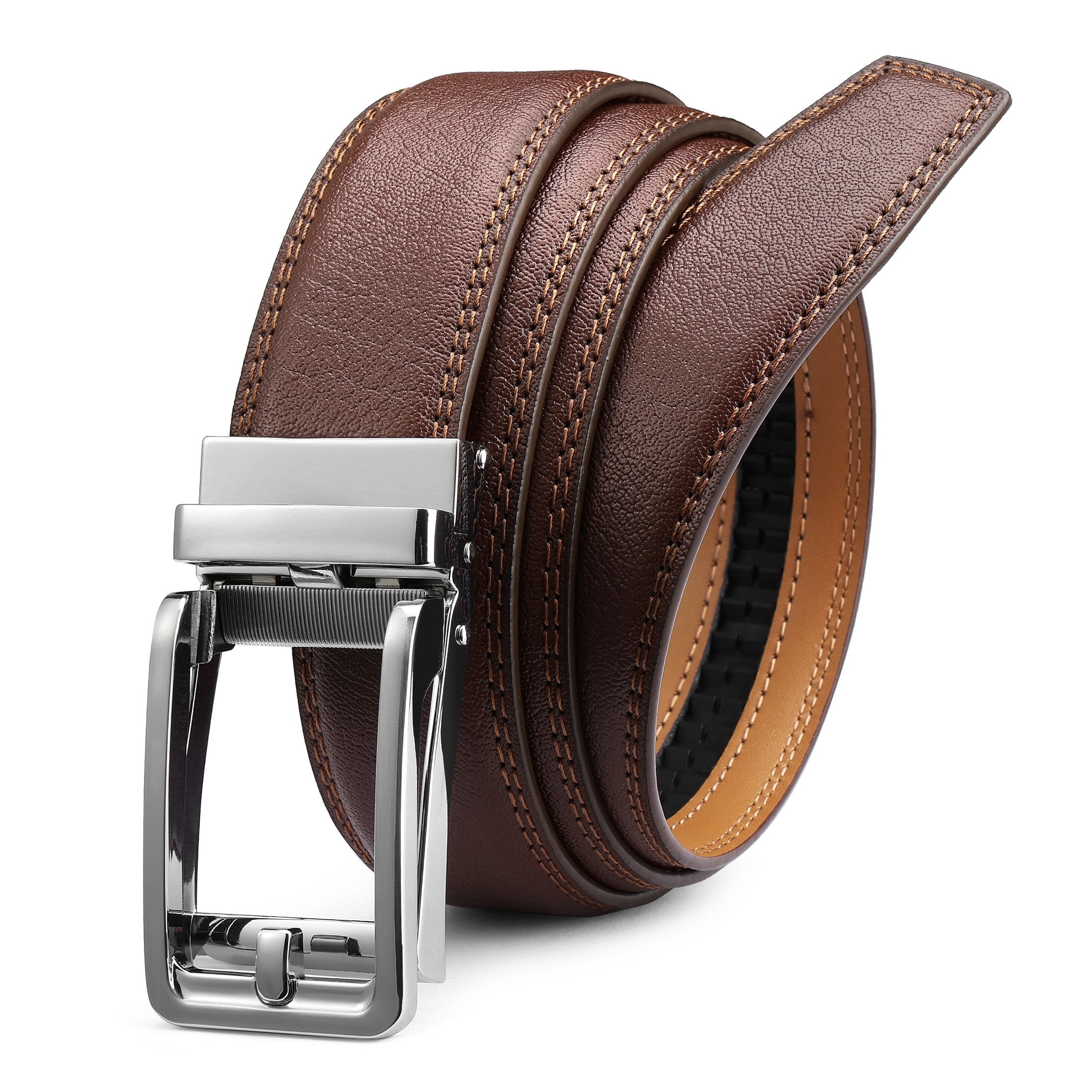 YOETEY Mens Belt Ratchet Leather Belt - Dress Belt with Sliding Buckle ...