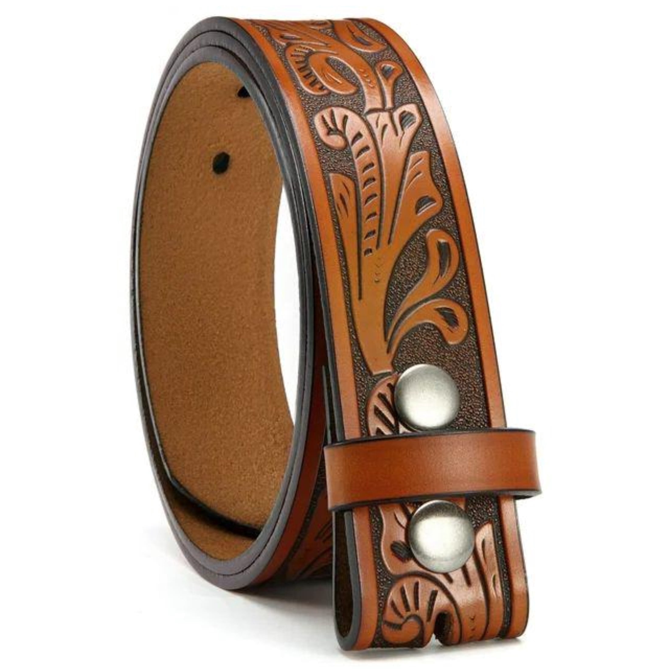 YOETEY Men's Genuine Leather Western Belt, Snap-Detachable, Suitable ...