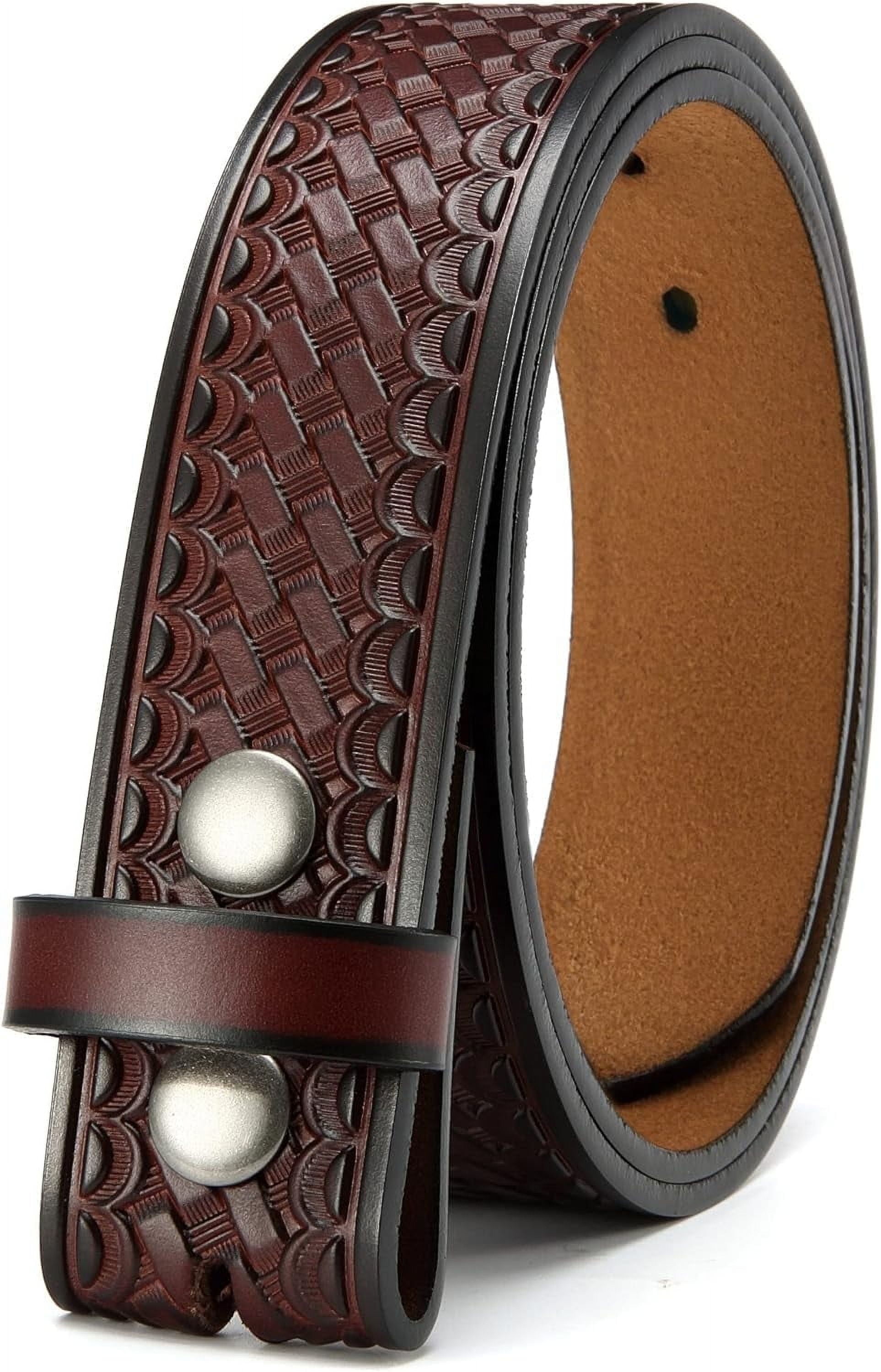 YOETEY Mens Western Genuine Leather Belt Without Buckle - Cowboy Belt ...