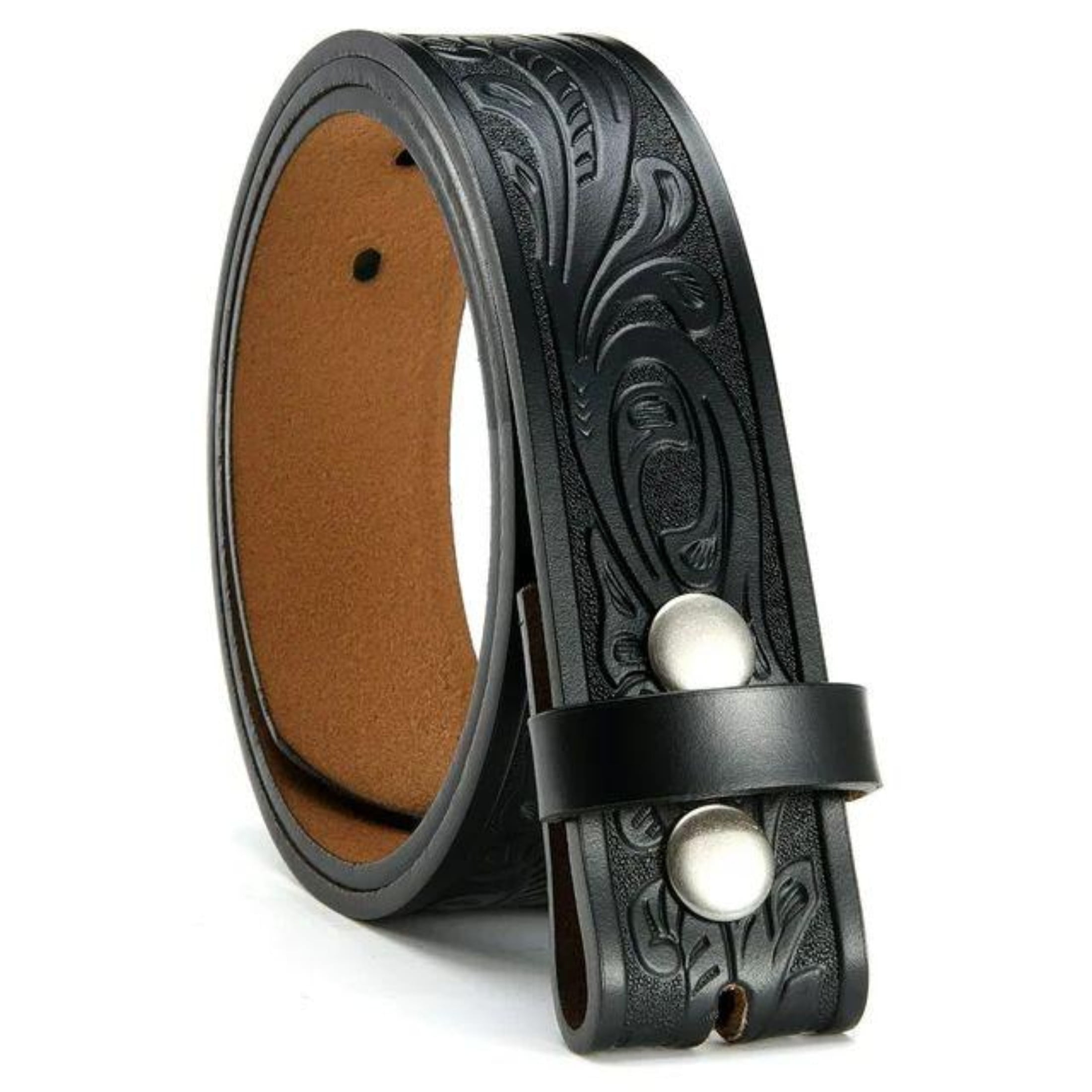 YOETEY Mens Western Genuine Leather Belt Without Buckle - Cowboy Belt ...