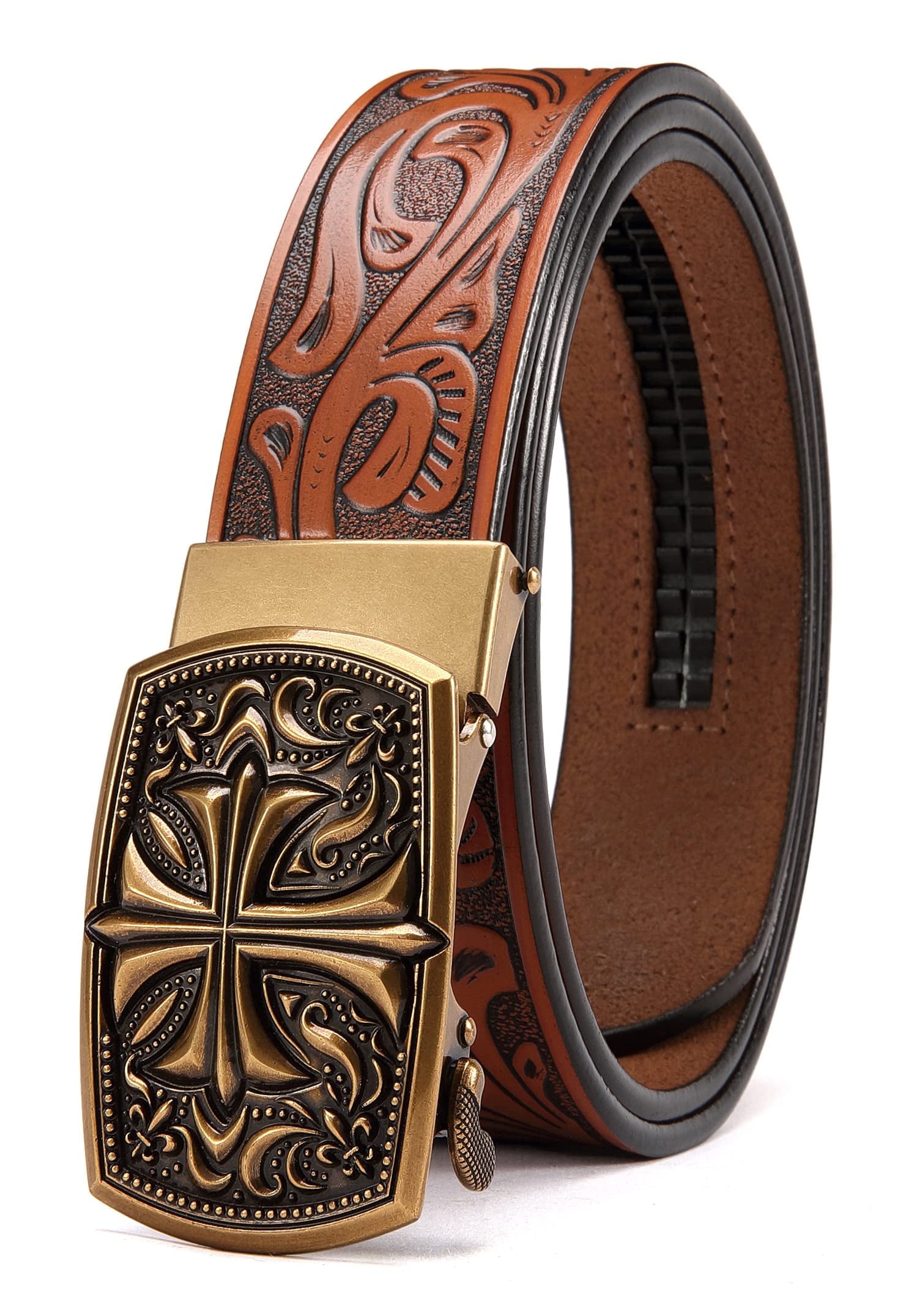 YOETEY Ratchet Western Belt - 1 3/8" Cowboy Belts for Men Casual Jeans ...