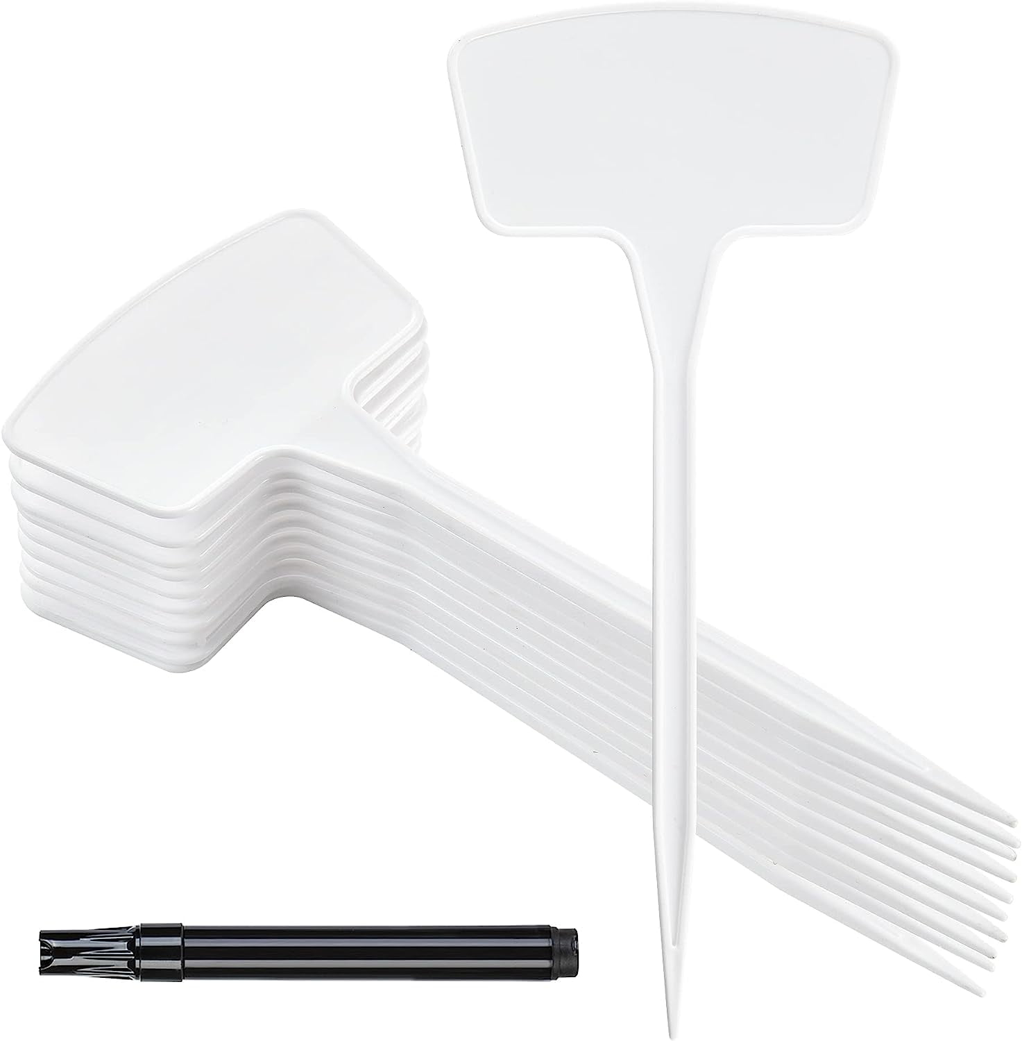 YOEXTO 60Pcs T-Type Large Plastic Plant Labels with Pen, Waterproof ...