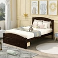 Yofe Wooden Twin Size Bed Frame With Storage Drawer Headboard No Box