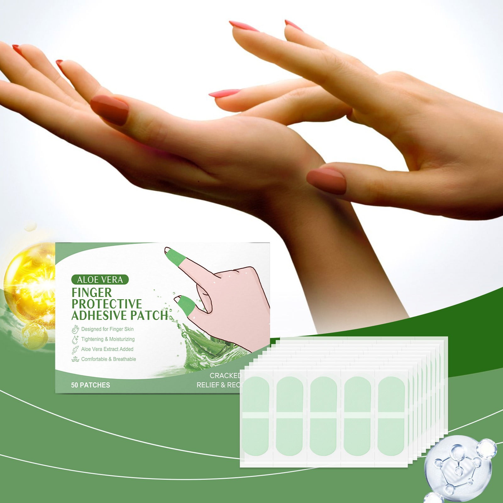 YOFOKO 50PCS Aloe Vera Cracked Hands Treatment Patches, Dry Cracked ...
