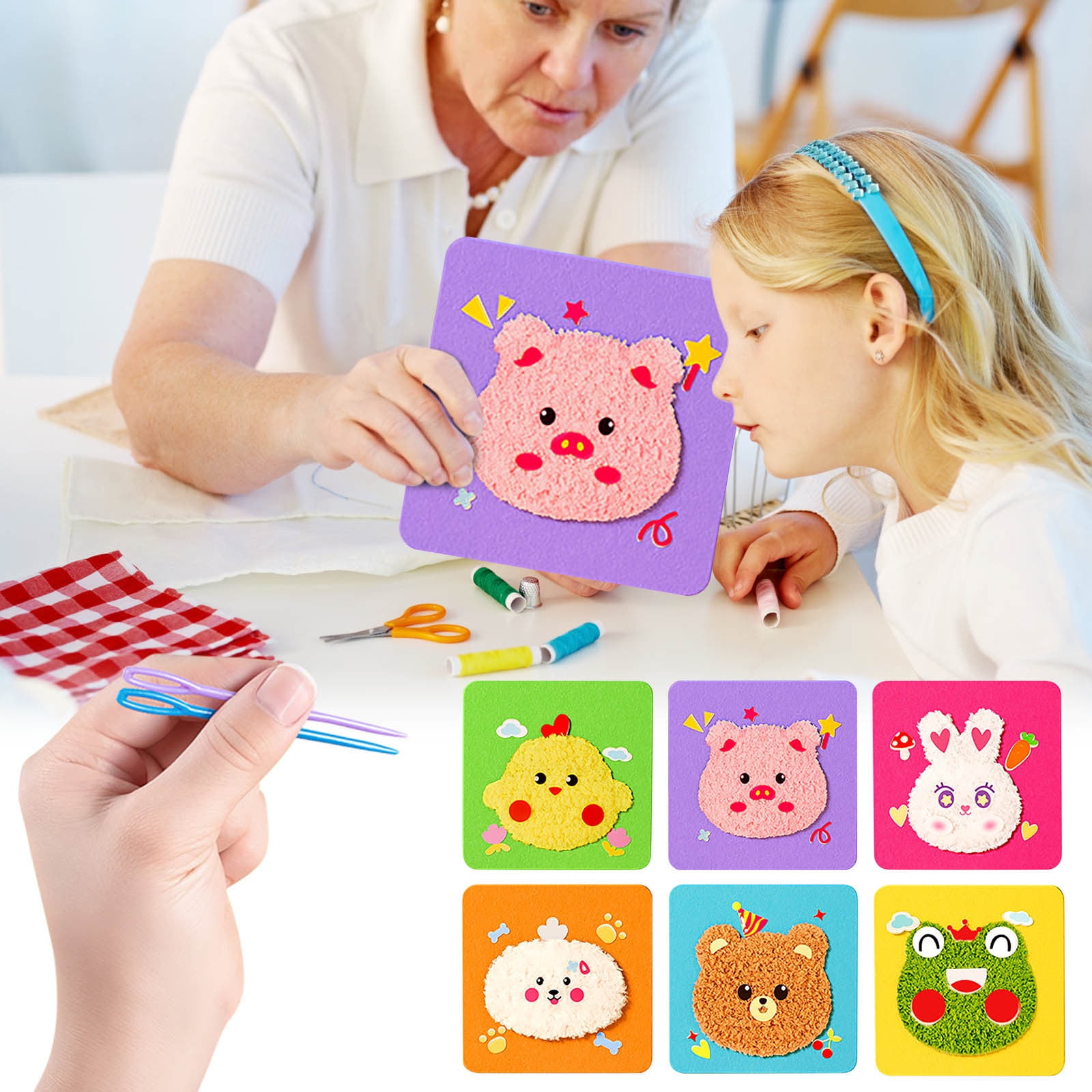 YOFOKO 6-Pattern Embroidery Craft Kit - Beginner-Friendly Sewing ...