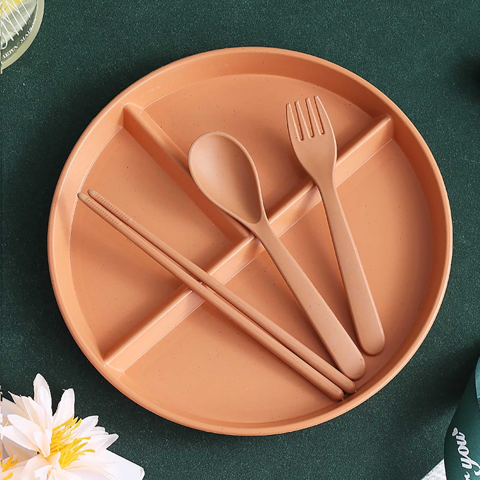 YOFOKO Divided Meal Prep Plates with Utensils – BPA-Free Portion ...