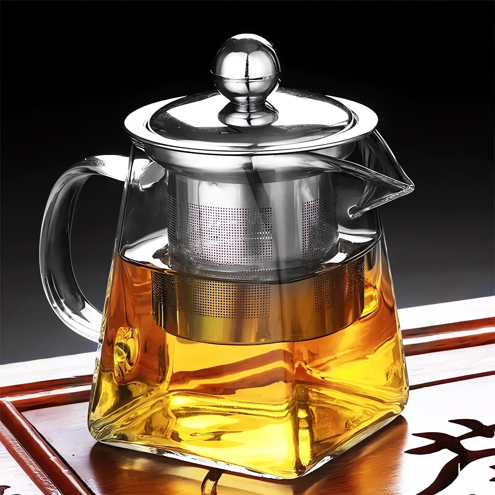 YOFOKO Glass Teapot with Removable Stainless Steel Infuser ...