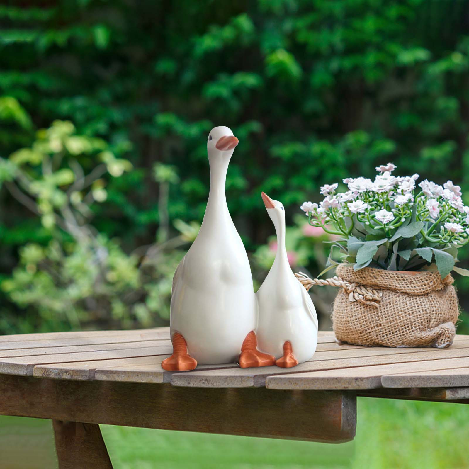 YOFOKO Goose Garden Statue Mother Duck and Ducklings Figurine Cute ...