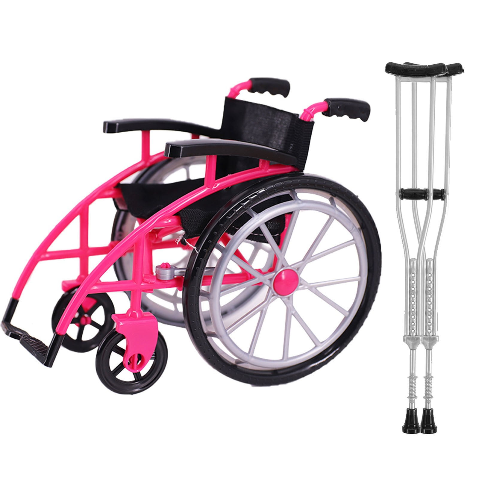 YOFOKO Miniature Doll Wheelchair Playset - Foldable Red Mobility Aid ...