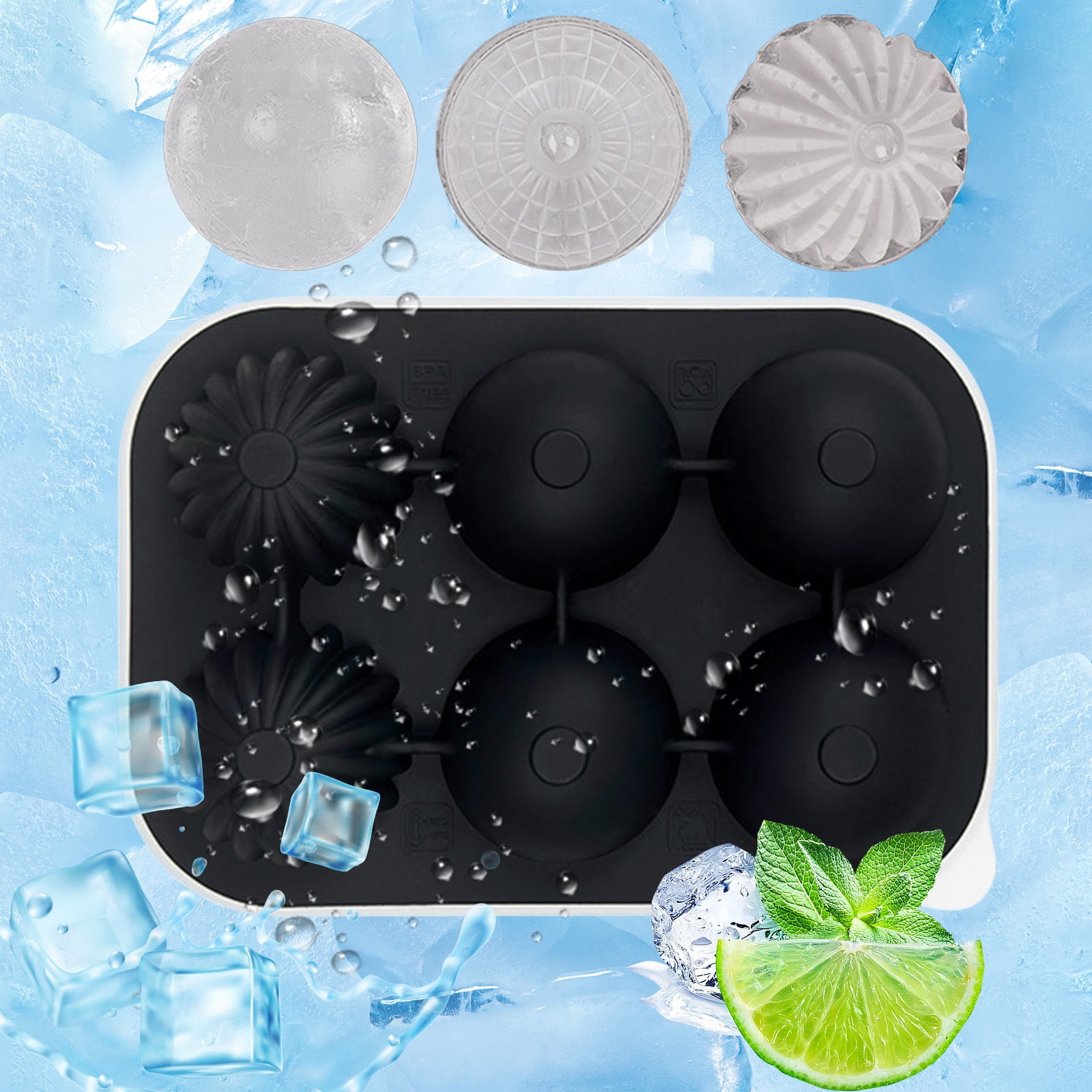 YOFOKO Silicone Ice Ball and Diamond Mold, Food-Grade Whiskey Ice Cube ...