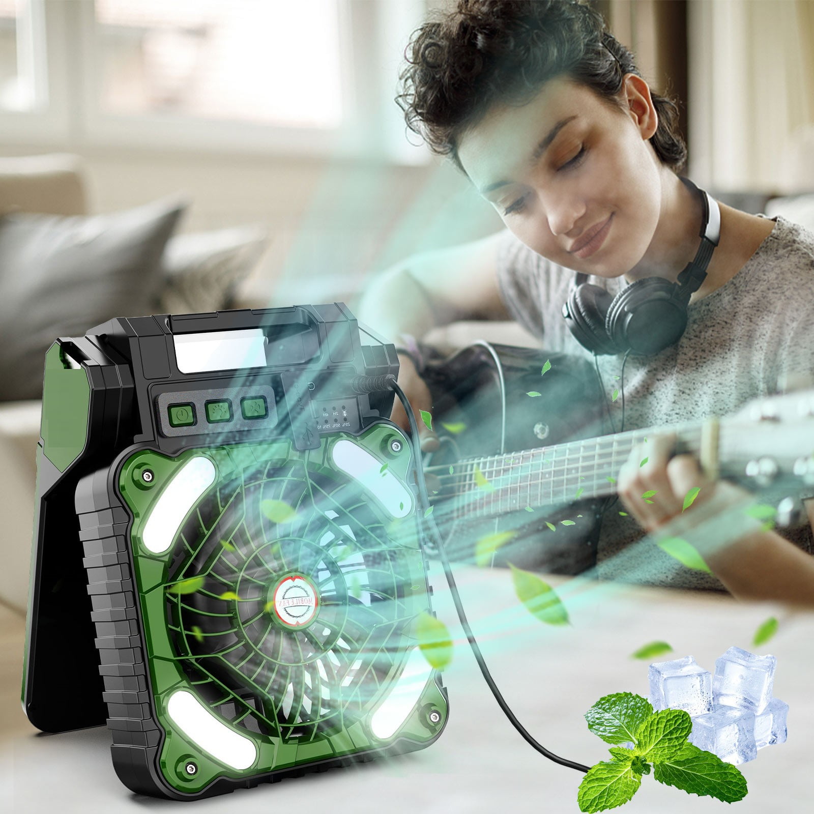 YOFOKO Solar Powered Portable Camping Fan,10400mAh Rechargeable Solar ...