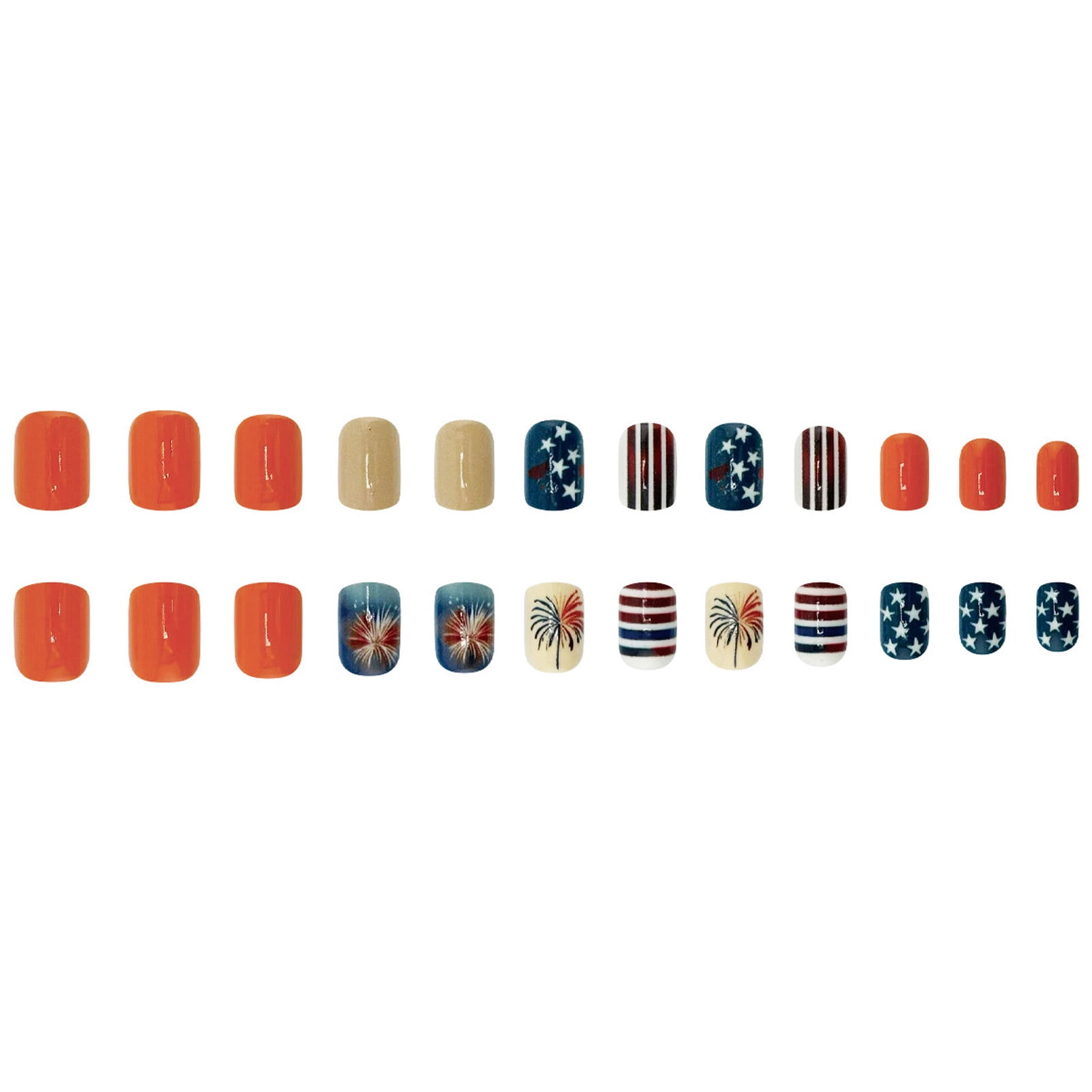 YOFOKO Star-Spangled Fake Nails for Independence Day, 24PCs Press-On ...