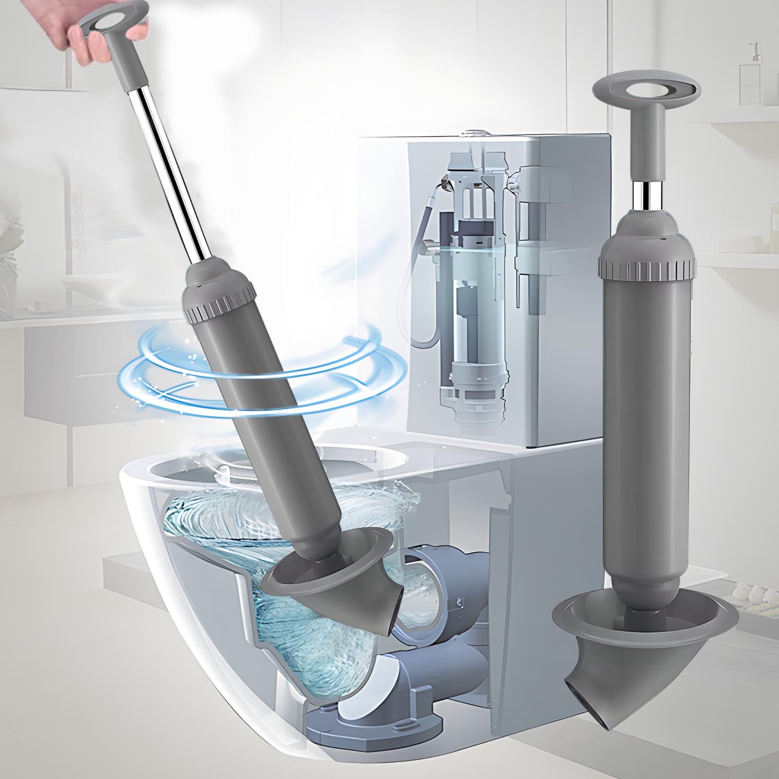 YOFOKO Toilet Plunger - Toilet Auger, 2025 UPgraded High Pressure Drain ...