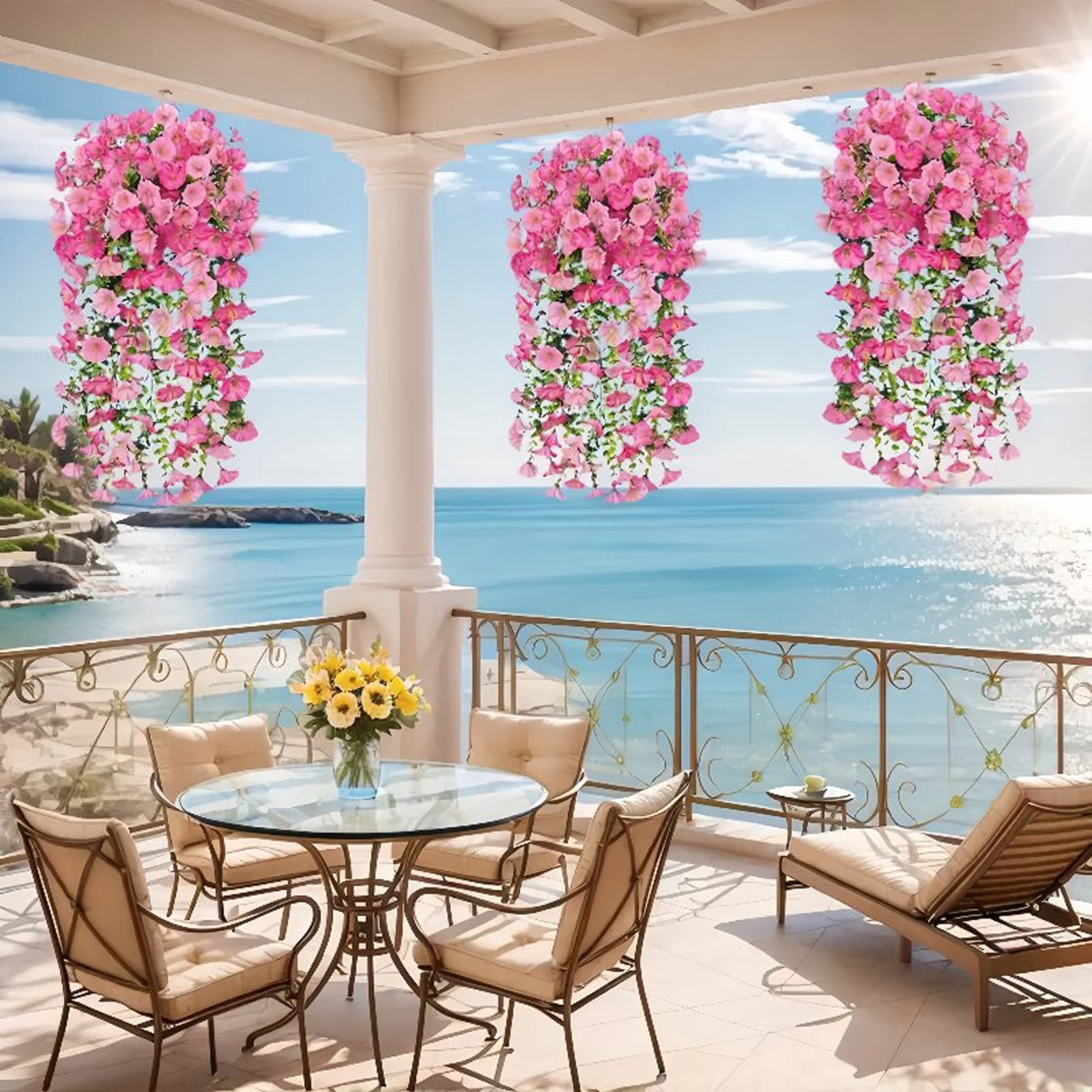 YOHAVEN Artificial Hanging Flower Vine 30" Morning Glory Rattan, Fake ...