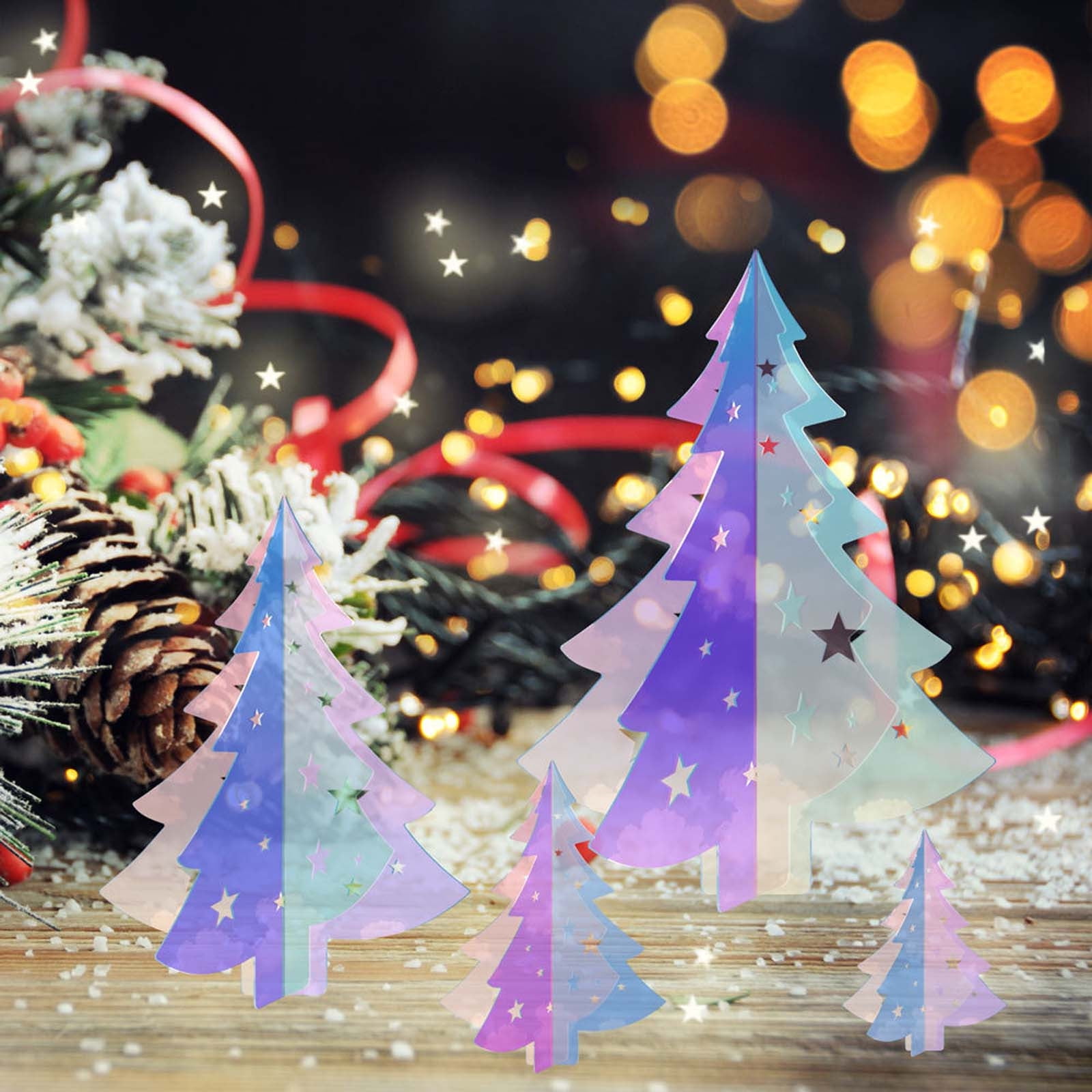 YOHAVEN Christmas Colorful Acrylic Tree Ornament, Eye-Catching Festival ...