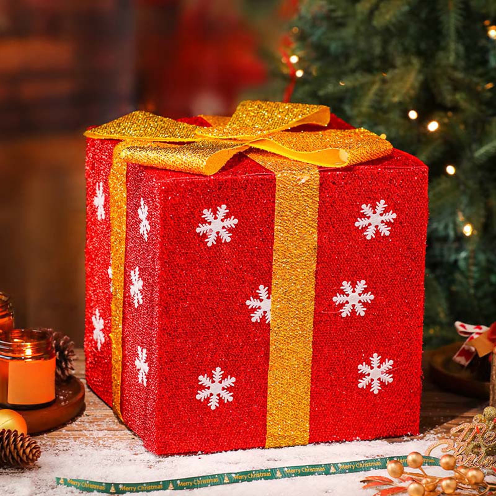 YOHAVEN Christmas Gift Boxes, PVC Decorative Boxes for Tree Base ...