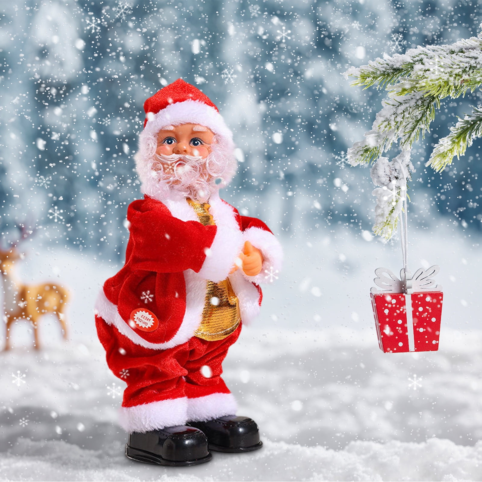 YOHAVEN Christmas Santa Claus Shakes Hip Play Guitar Music Doll Holiday ...