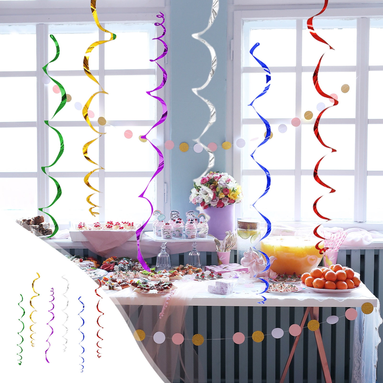 YOHAVEN Colorful Foil Party Streamers, Multicolor Hanging Ribbon ...