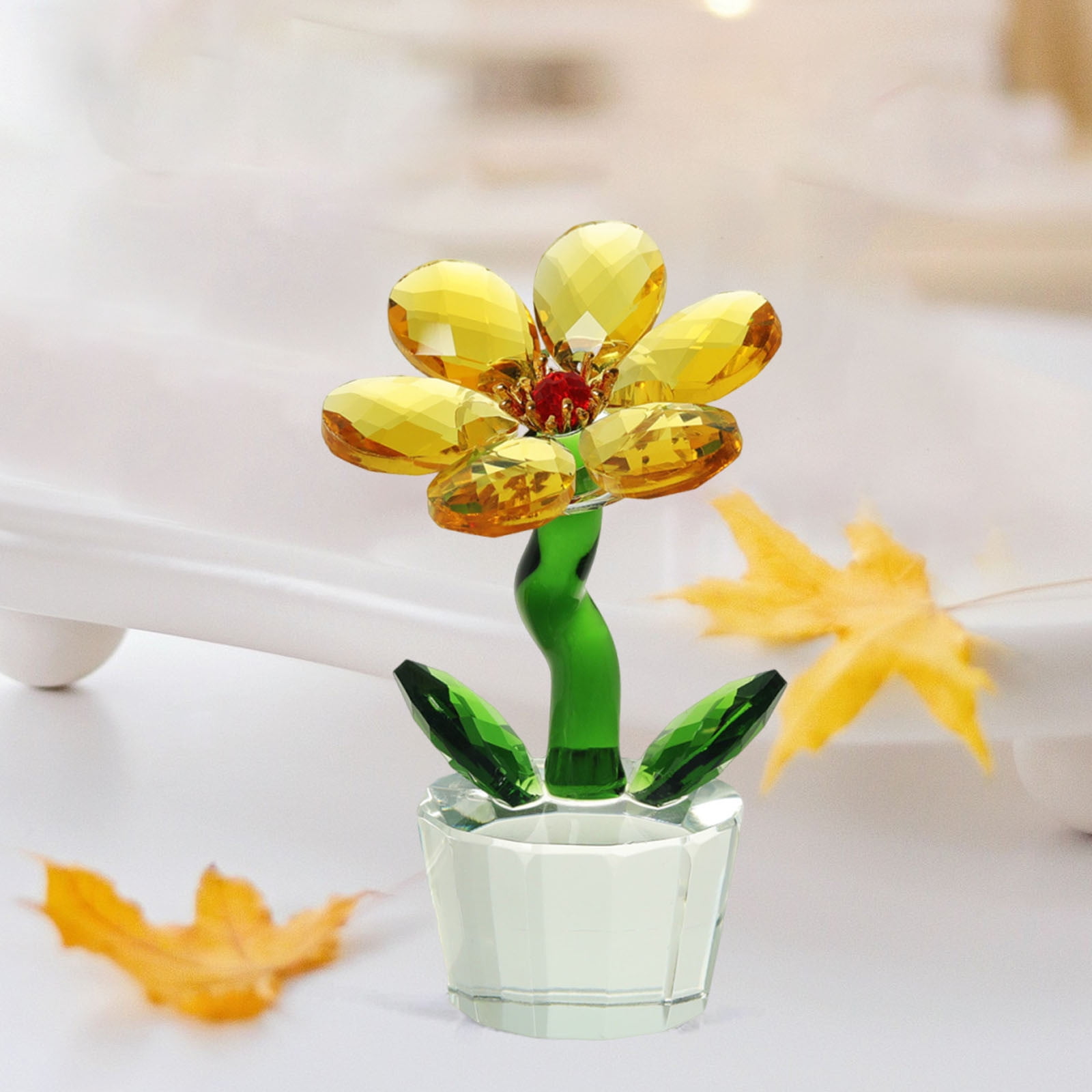 YOHAVEN Crystal Flower Ornament Artificial Floral Core Crystal ...